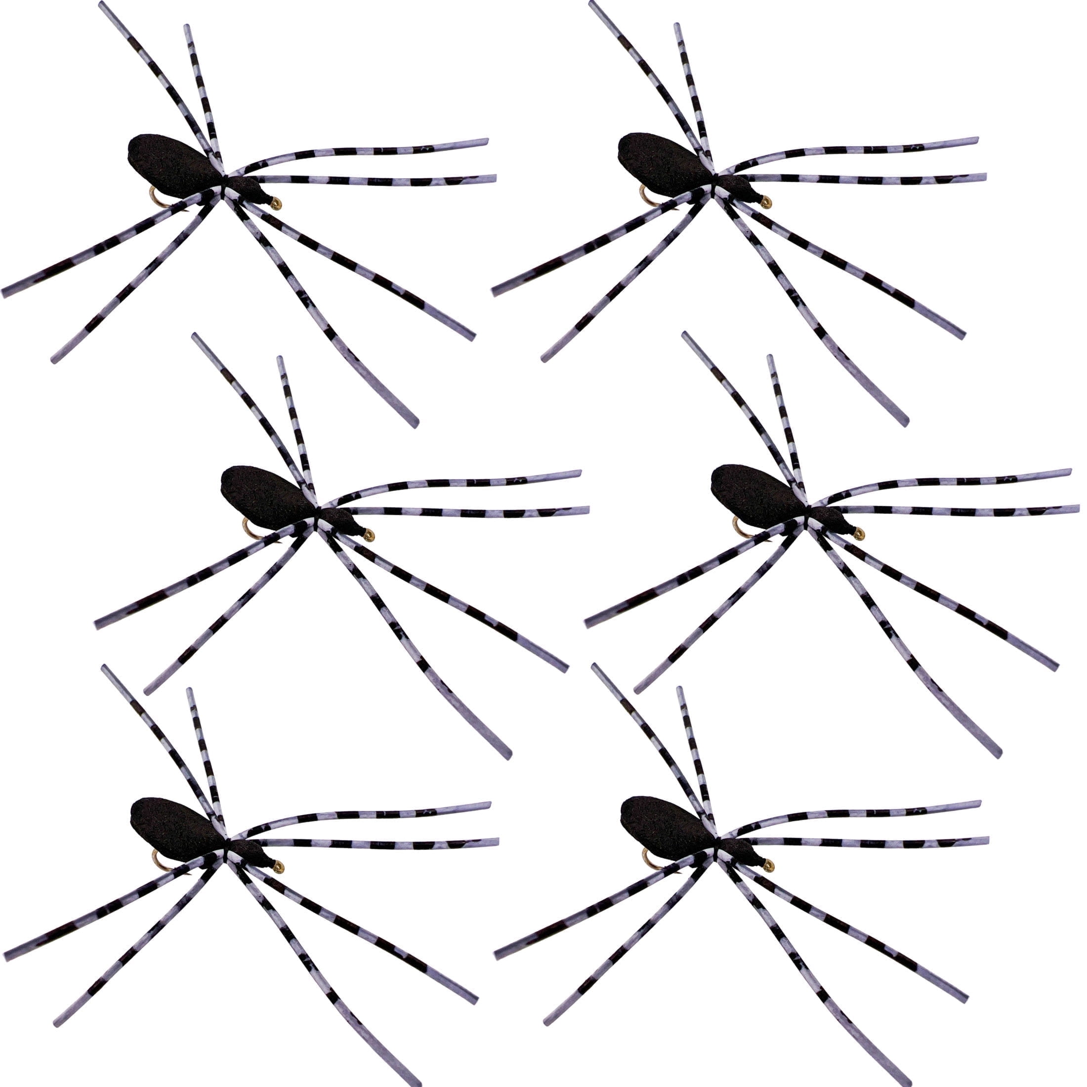 Thor Outdoor Foam Spider Fly Fishing Set – 6 Pc, Black, Small and Leggy ...
