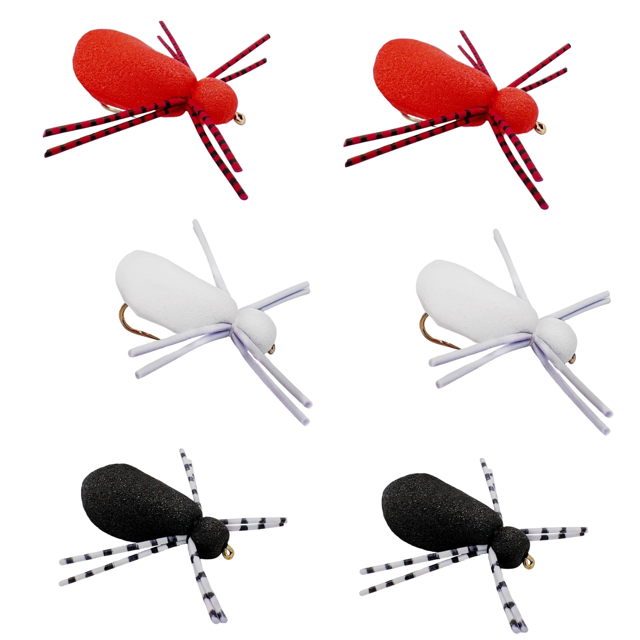 Thor Outdoor Foam Spider Fly Fishing Set – 6 Pc, Red-White-Black, Hook ...