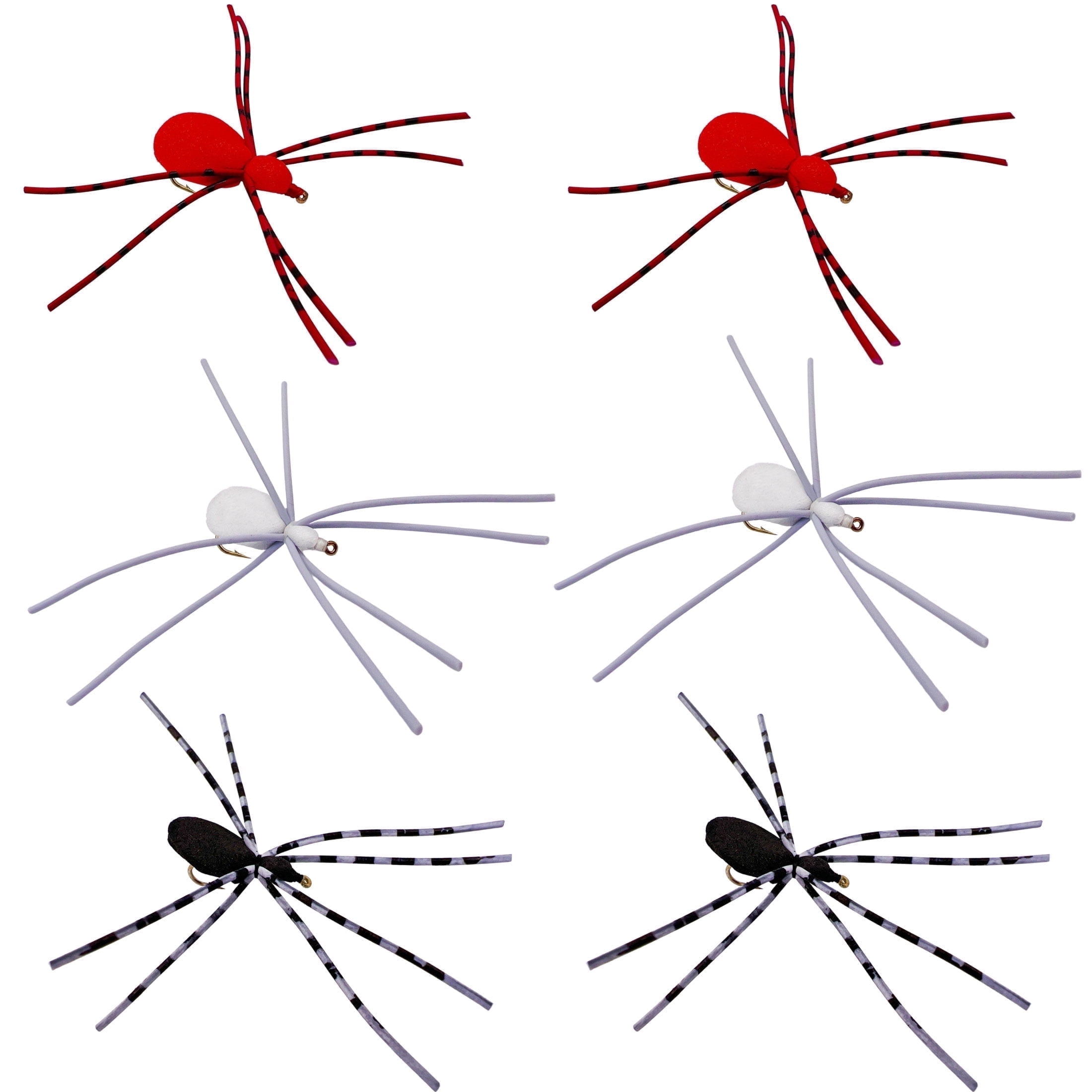 Thor Outdoor Foam Spider Fly Fishing Set – 6 Pc, Red-White-Black, Small ...