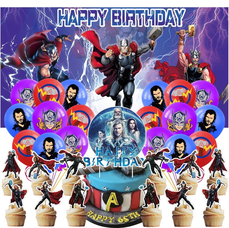 Thor Party Decor Set Latex Balloons Supplies Decorations Kit Banner ...
