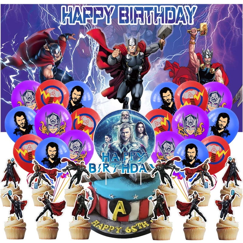 Thor Party Decor Set Latex Balloons Supplies Decorations Kit Banner ...
