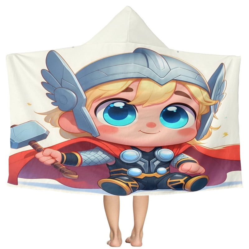 Thor Pattern Beach Poncho - Microfiber - Towel - Kids Lightweight And Practical Essential For ...