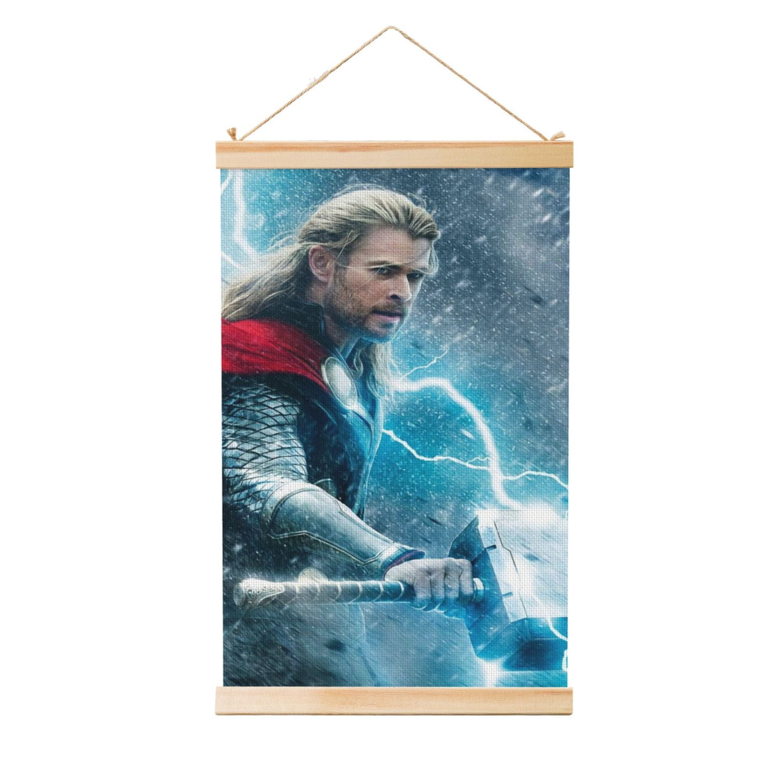 Thor Poster Canvas Wooden Shaft Hanging Poster Home Decor, Aesthetic Wood Frames Scroll Painting ...