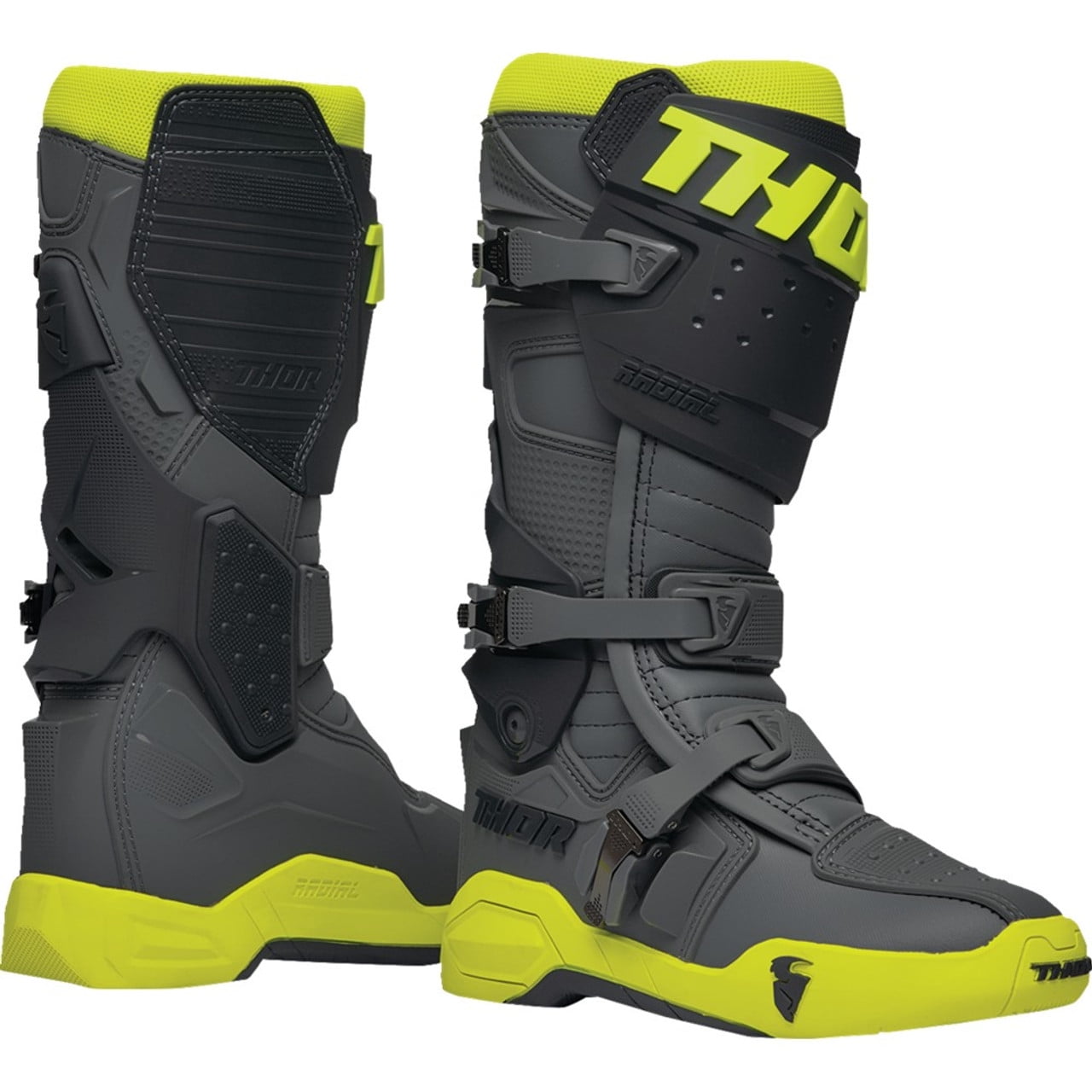 Thor Radial Motocross Offroad Riding Boots - Gray/Flo Yellow - 7 ...