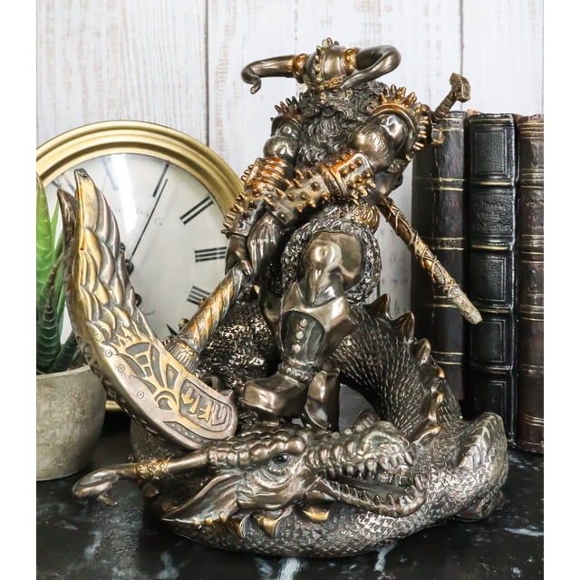 Thor Ragnarok Figurine Norse Donar Slaying Midgard Dragon With Mjolnir ...