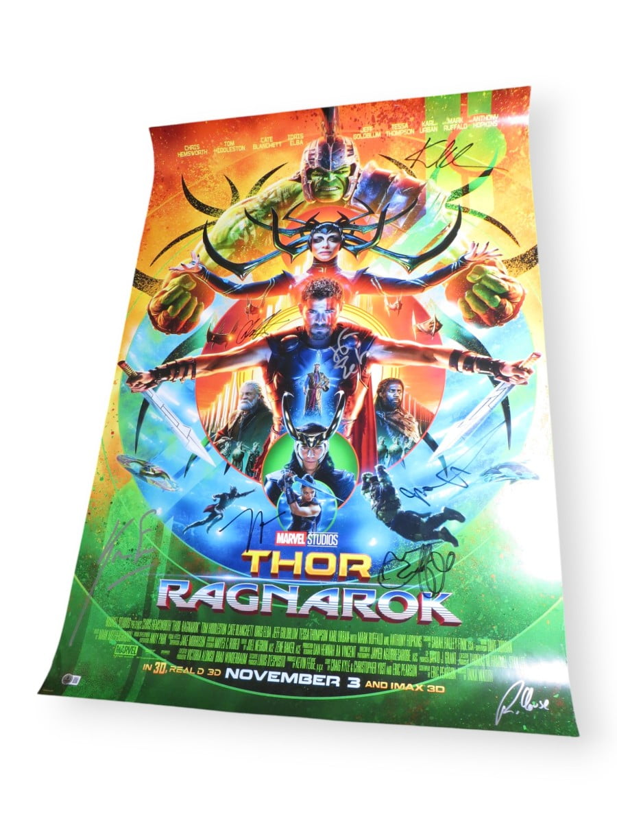 Thor Ragnarok Multi Autographed 27X40 Poster Hemsworth Ruffalo +6 BAS ...