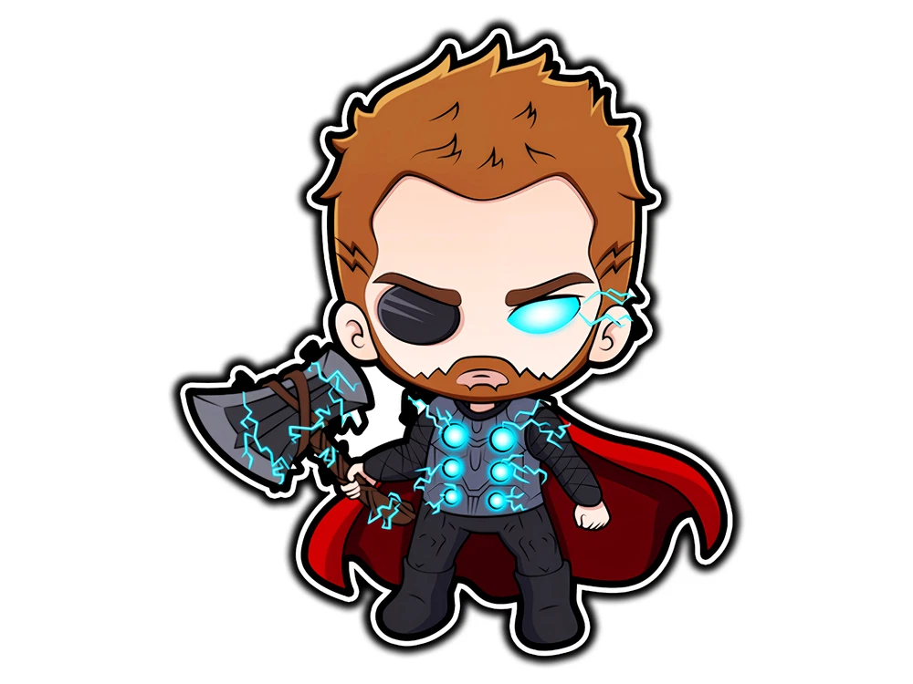 Thor And Stormbreaker Chibi Sticker Cartoon Sticker, Phone Decal Water ...