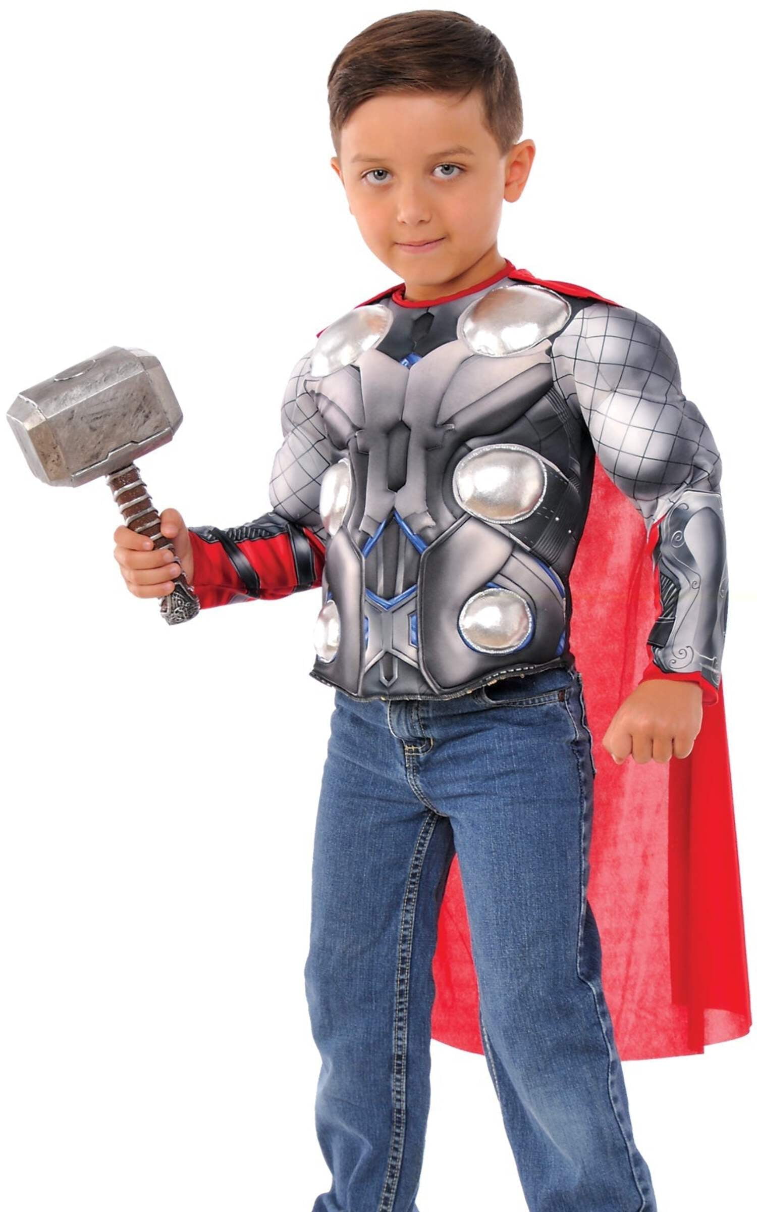 Thor Super Costume Set Marvel One Size Male Kids Grey Fancy Dress Party ...