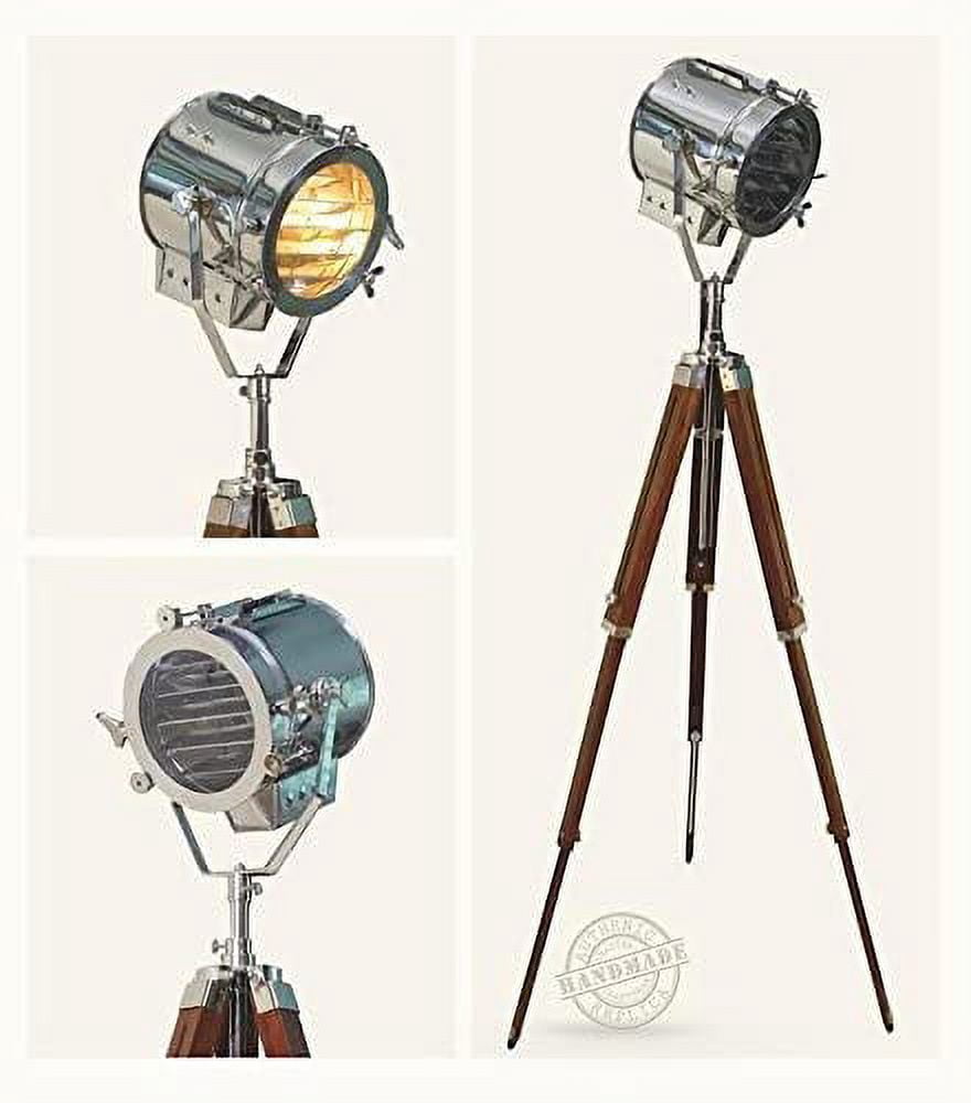 Thor Vintage Aluminum Spotlight Lamp with Classical Brown Tripod ...