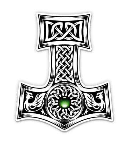 Thor's Hammer Viking Nordic - 8" Vinyl Sticker - For Car Laptop I-Pad ...