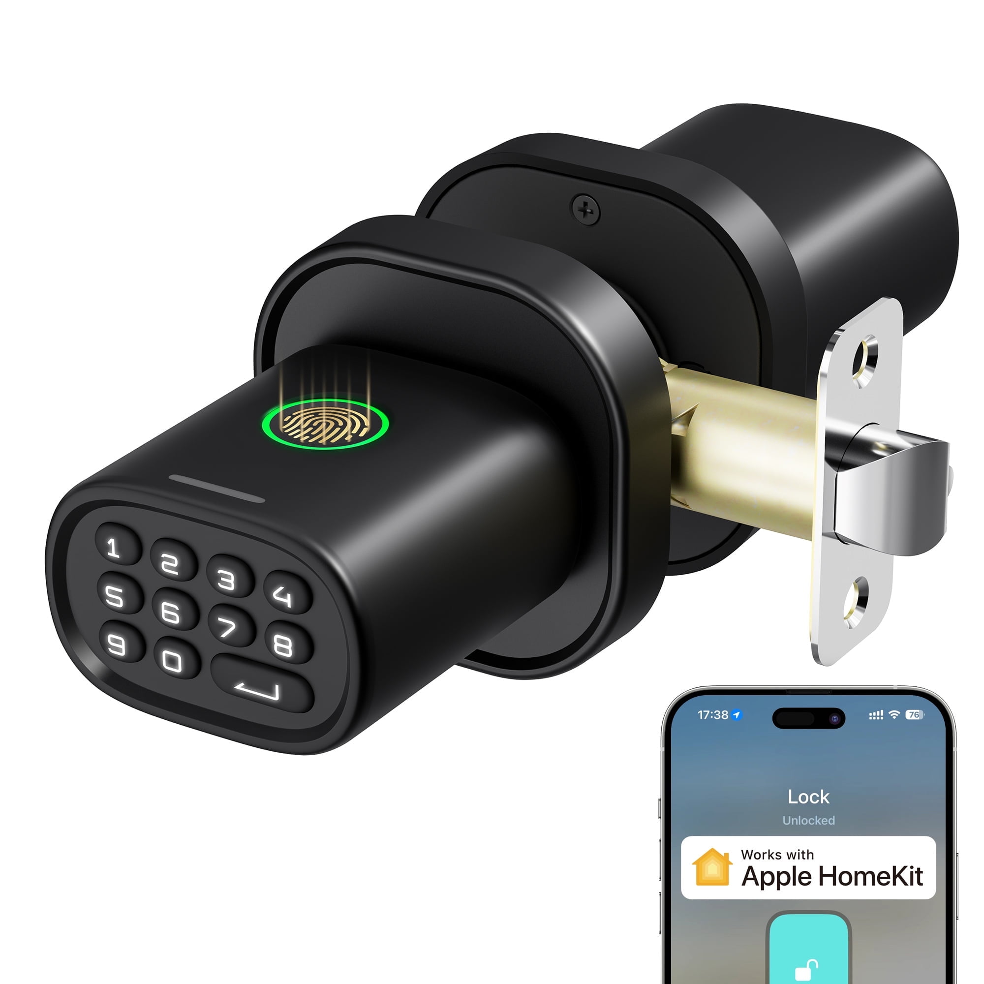 ThorBolt Fingerprint Door Lock with Keypad Door Knob, HomeKit Lock over ...