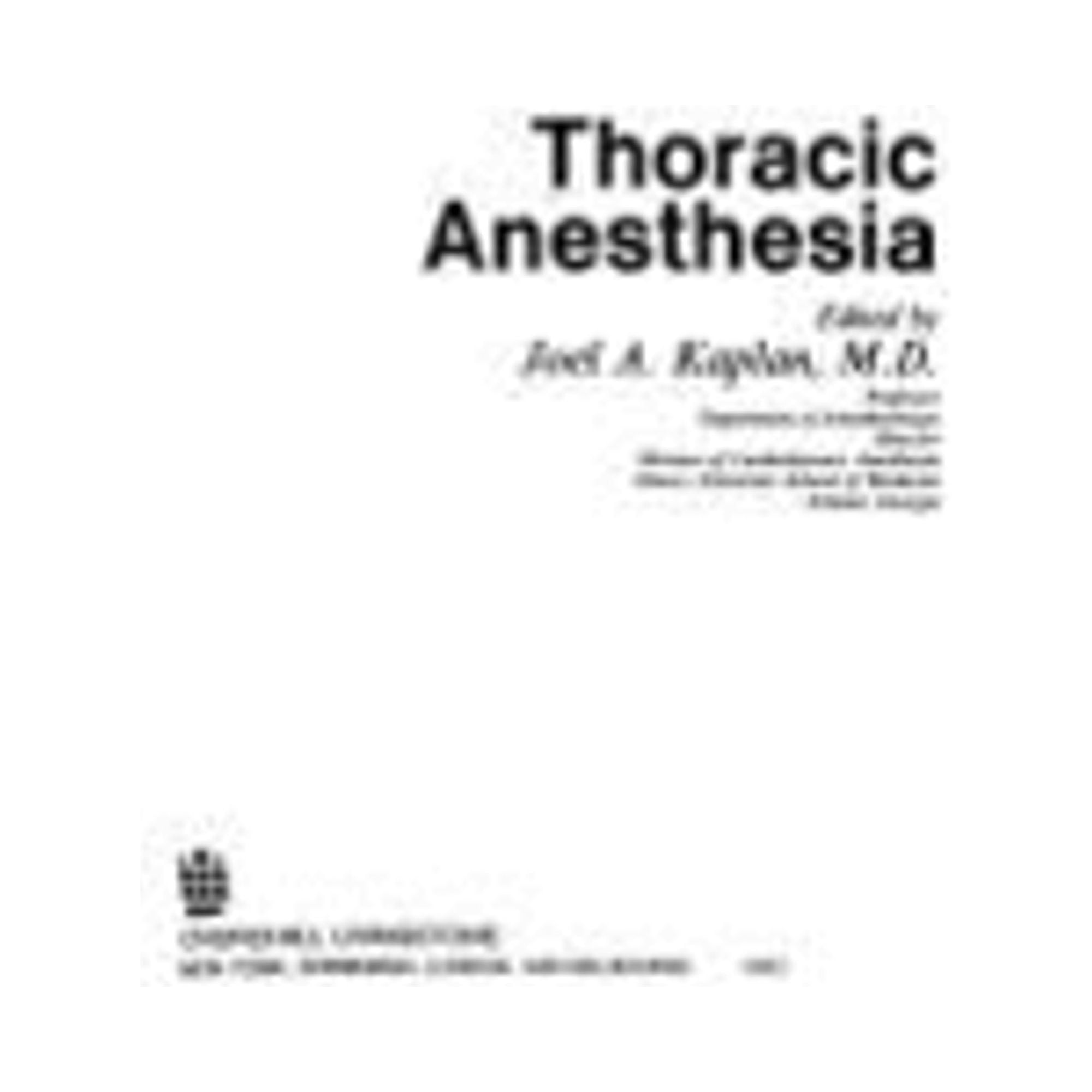 Pre-Owned Thoracic Anesthesia (Hardcover 9780443081668) by Joel A Kaplan - Walmart.com