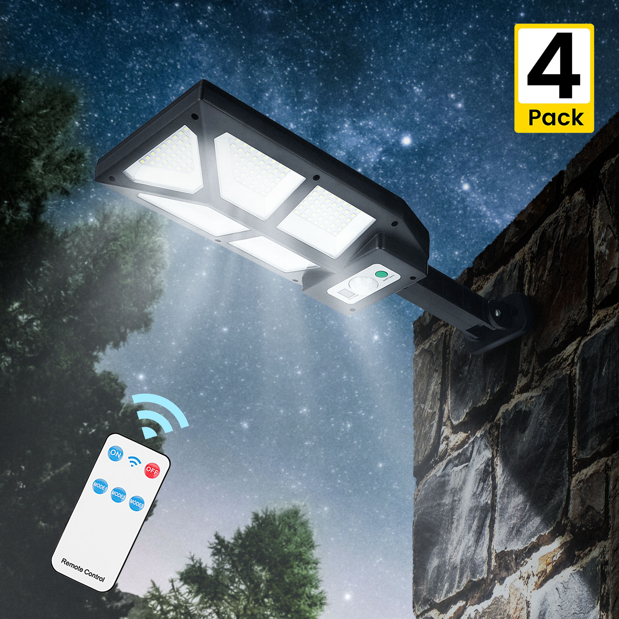 Outdoor Solar Street Lights with Remote Control, 3 Lighting Modes ...