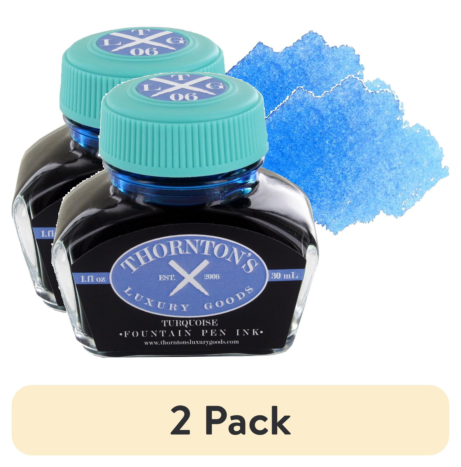 (2 pack) Thornton's Luxury Goods Premium Fountain Pen Ink Bottle 30ml - TURQUOISE | Smooth ...