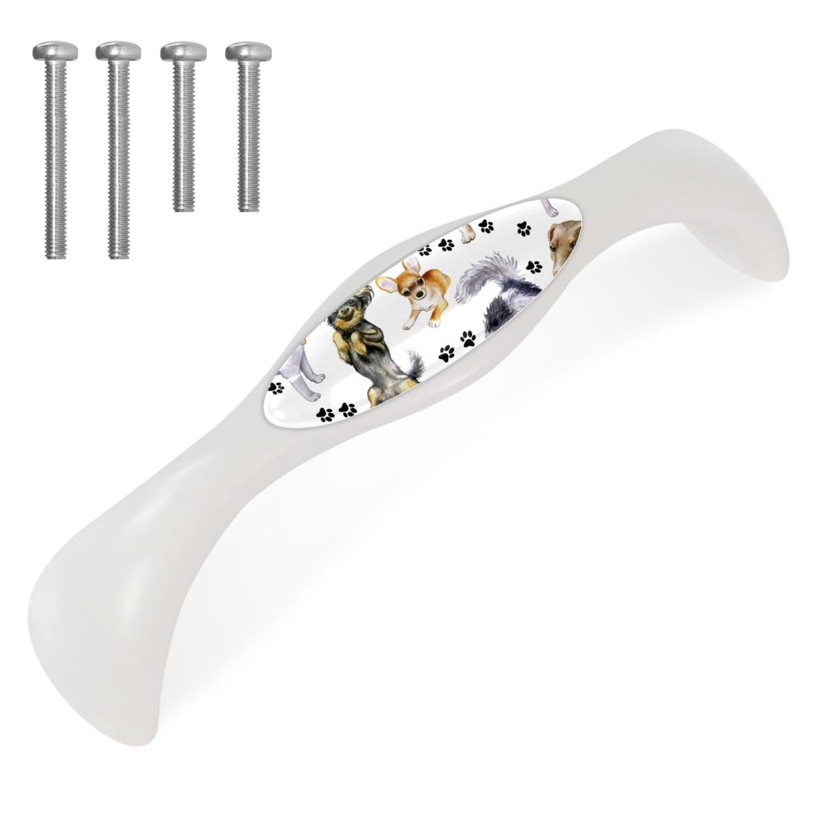 Thoroughbred Canine Dogs Knob 4 Pack Arched Drawer Pulls Crystal Glass ...