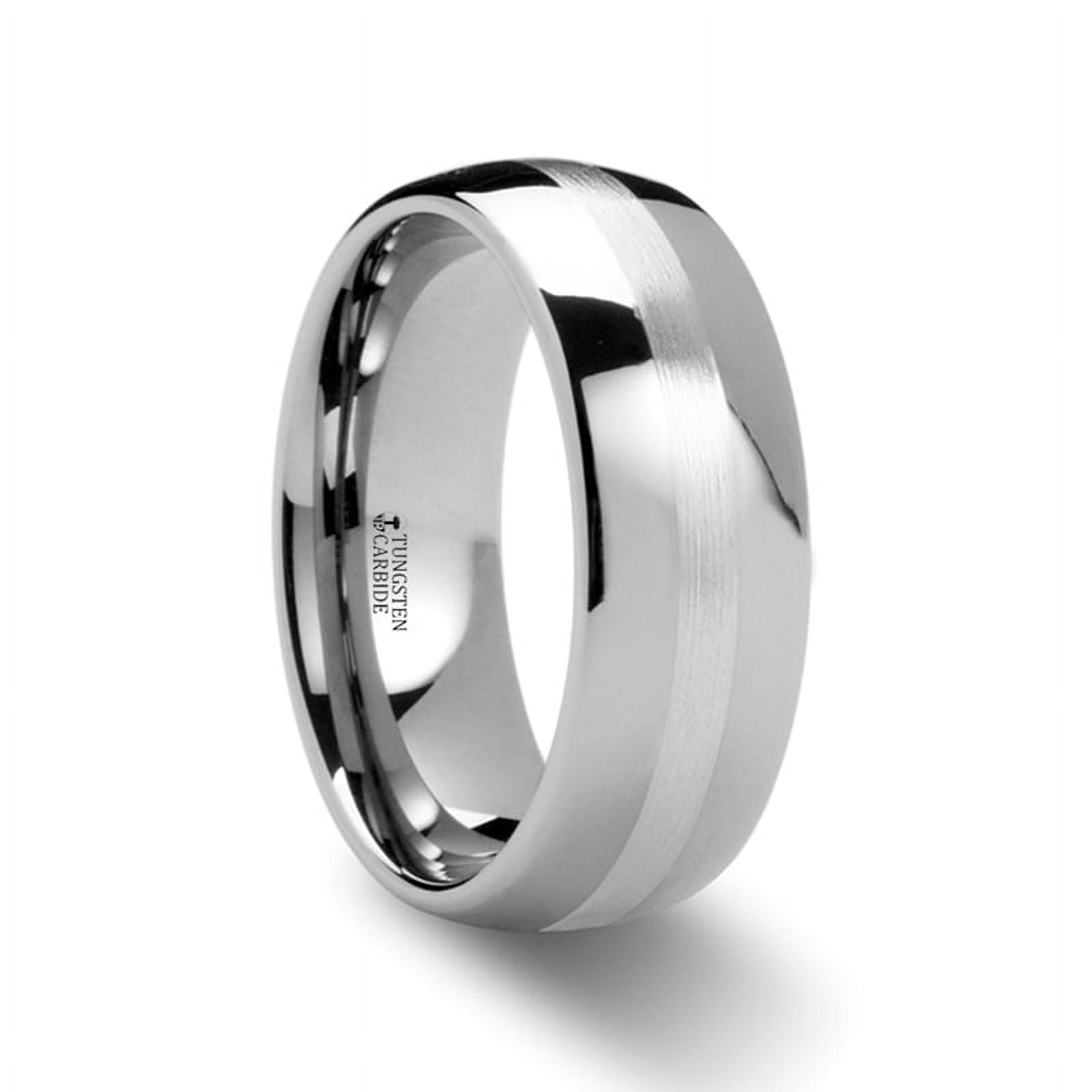 Thorsten CASSIUS Silver Inlaid Domed Tungsten Ring - Walmart.com