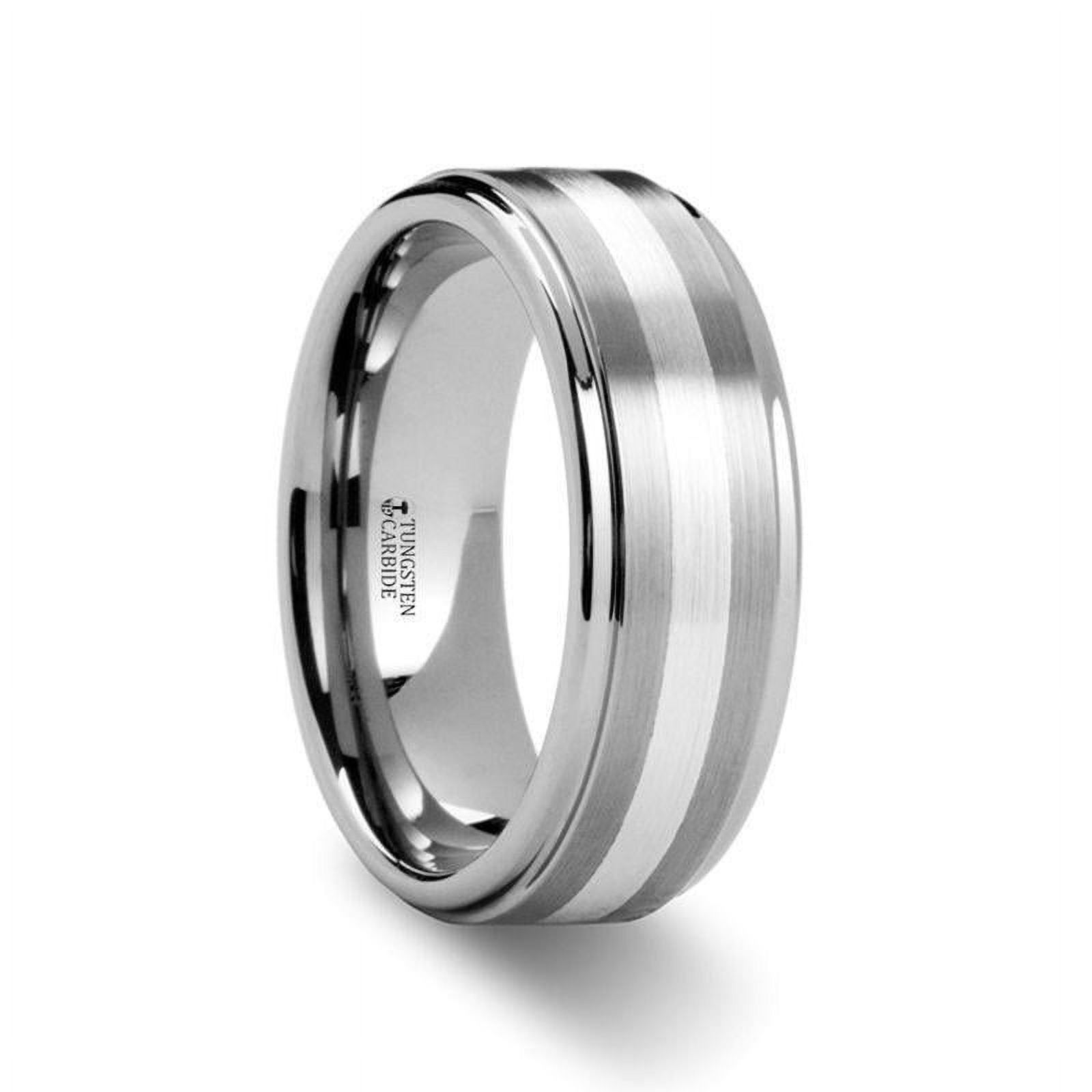 Thorsten PRAETOR Silver Inlaid Raised Satin Finish Tungsten Ring ...