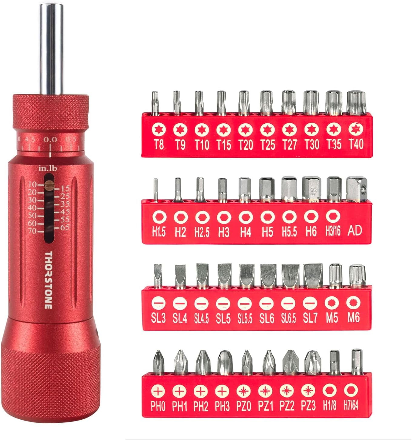 Thorstone Torque Screwdriver Wrench Set with 40 S2 Bits, 1/4'' Drive ...