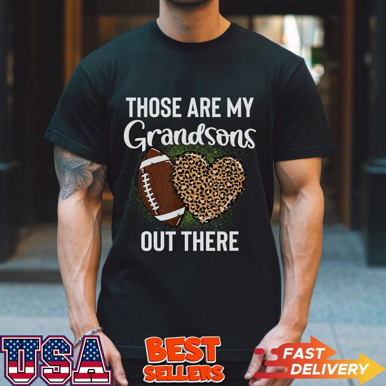 Those Are Grandsons Out There Football Grandma Cheering T-Shirt ...