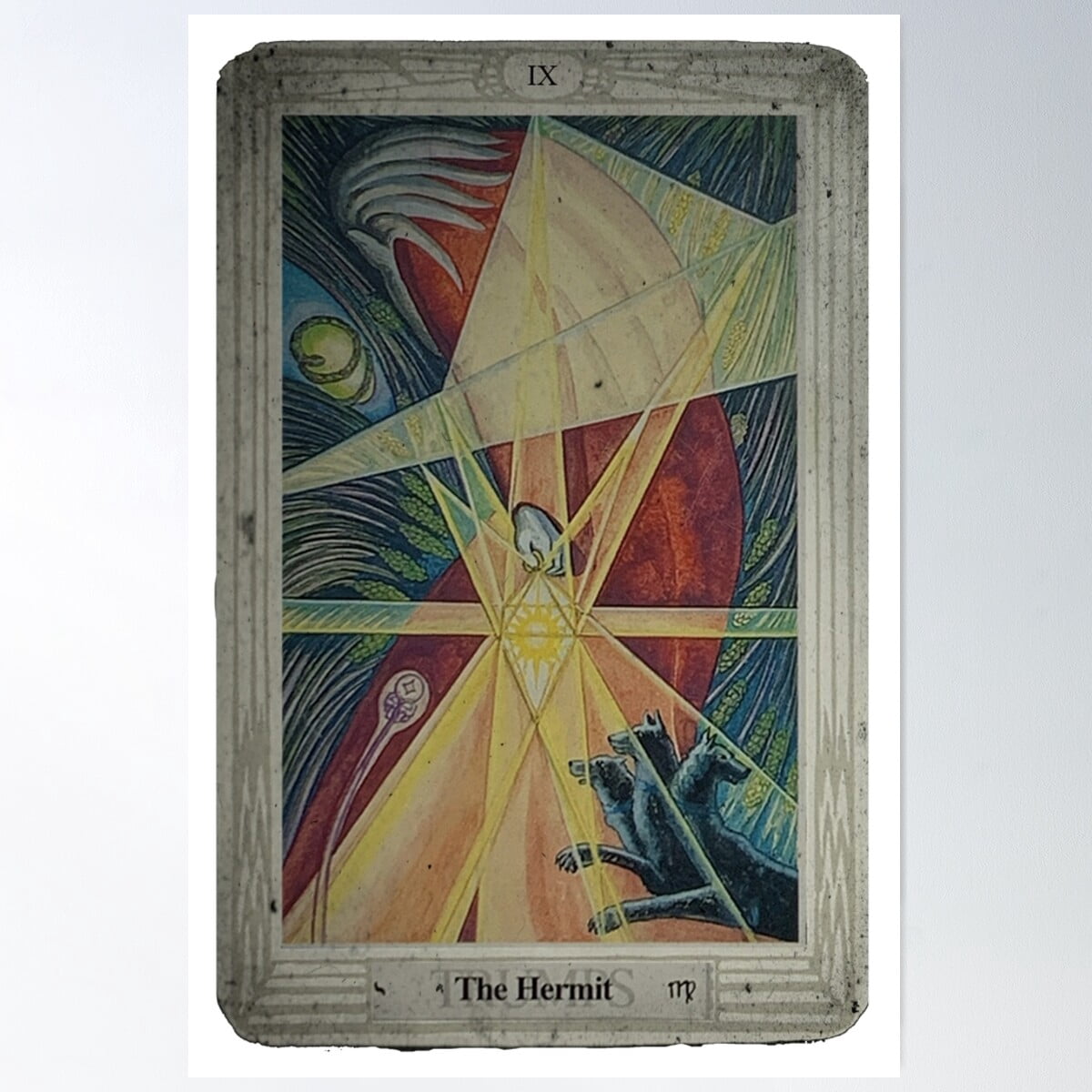 Thoth Tarot Ix The Hermit + Distressed Poster Wall Art, Modern Wall ...