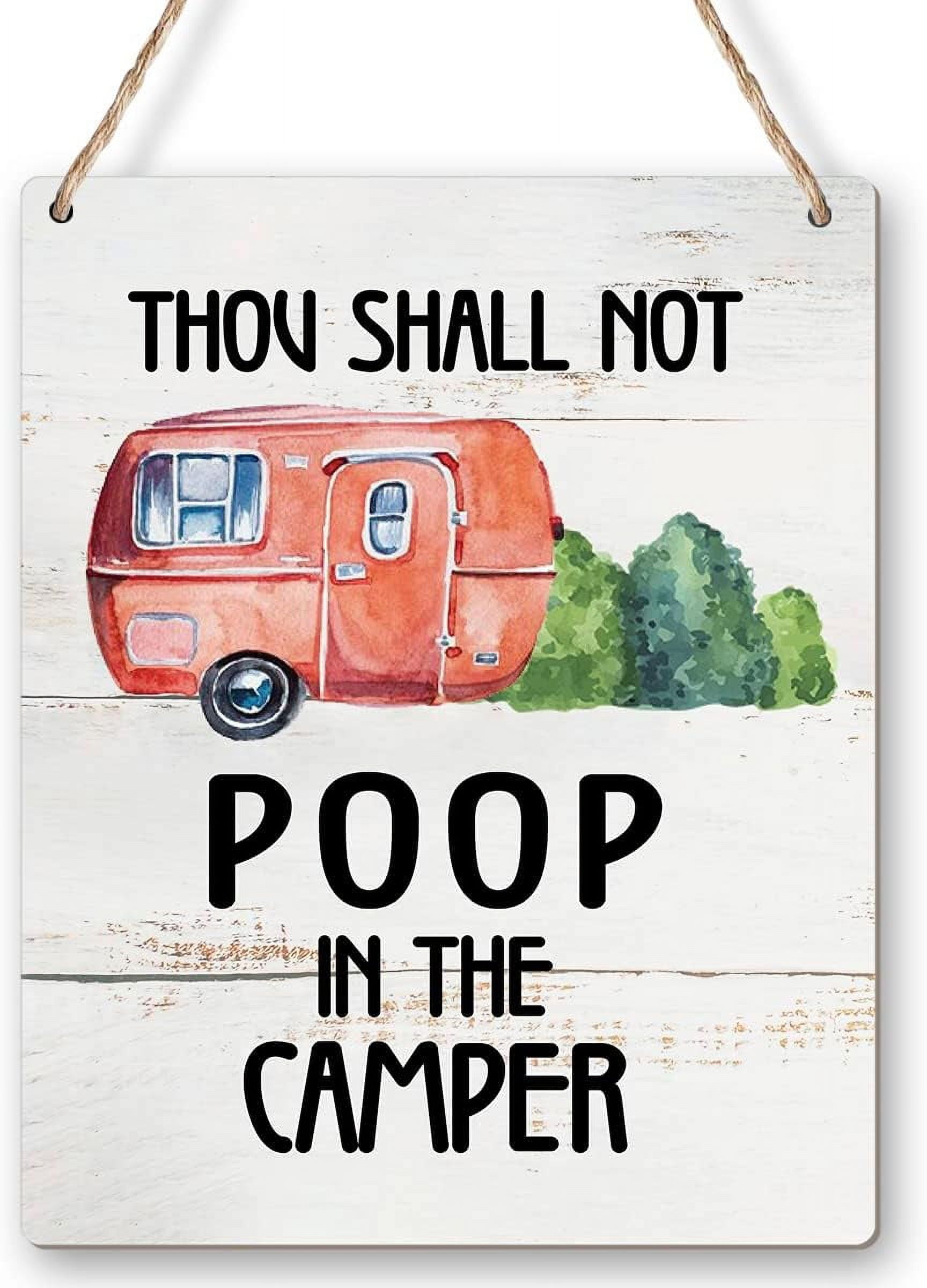 Thou Shall Not Poop in the Camper Wood Sign Camping Wall Art Rustic Wooden Hanging Sign for Home ...