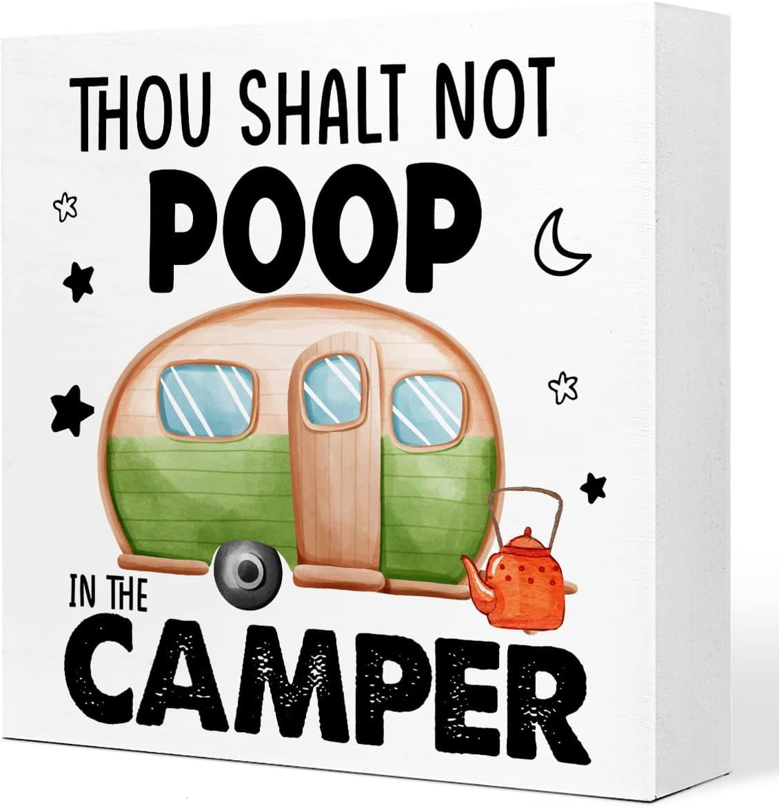 Thou Shalt not Poop In The Camper Camping Wood Plaque Sign Desk Decor ...