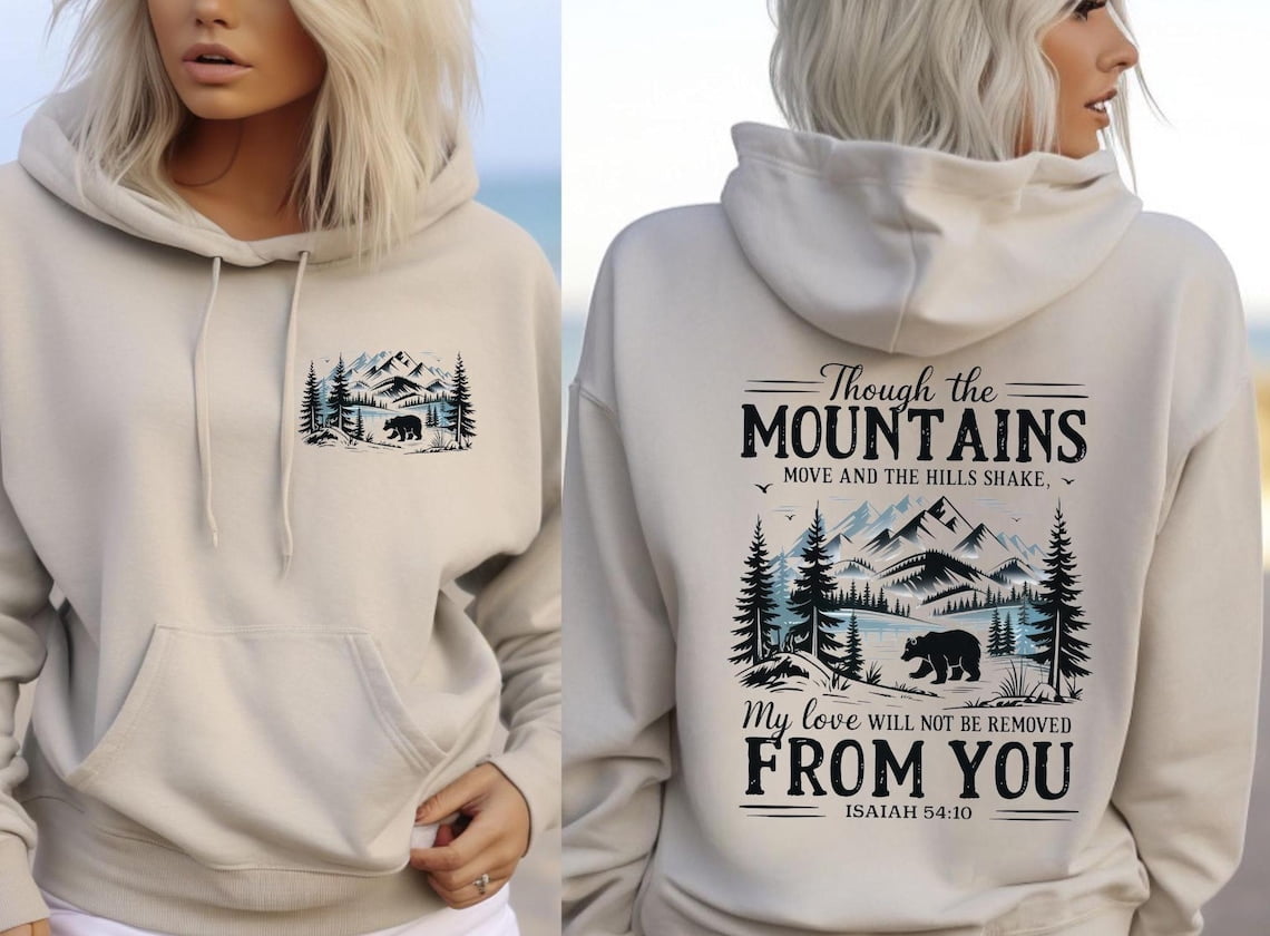 Though The Mountains Move Hoodie, Vintage Hoodie, Bible Verse hoodie ...