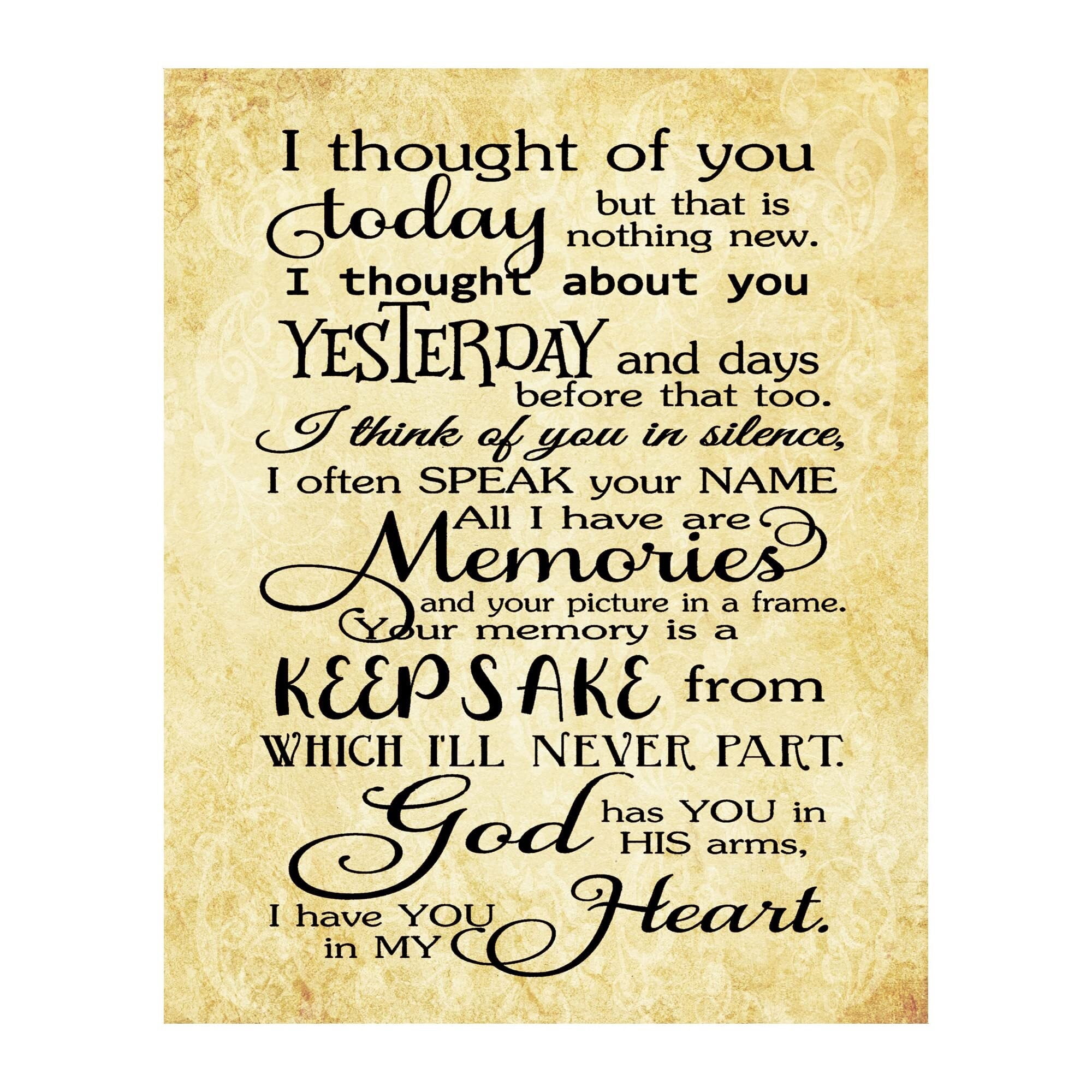 Thought of You Today - Spiritual Wall Art Print. Distressed Parchment ...