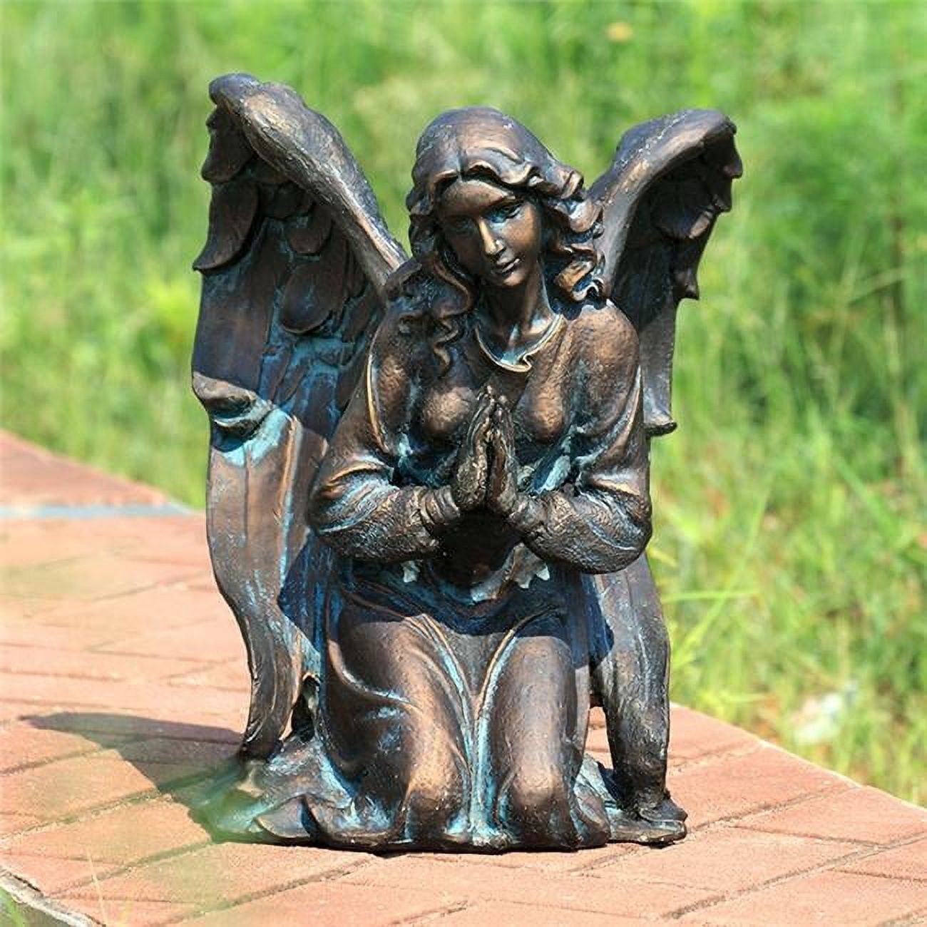 Thoughtful Angel Antique Bronze Resin Garden Sculpture - Walmart.com
