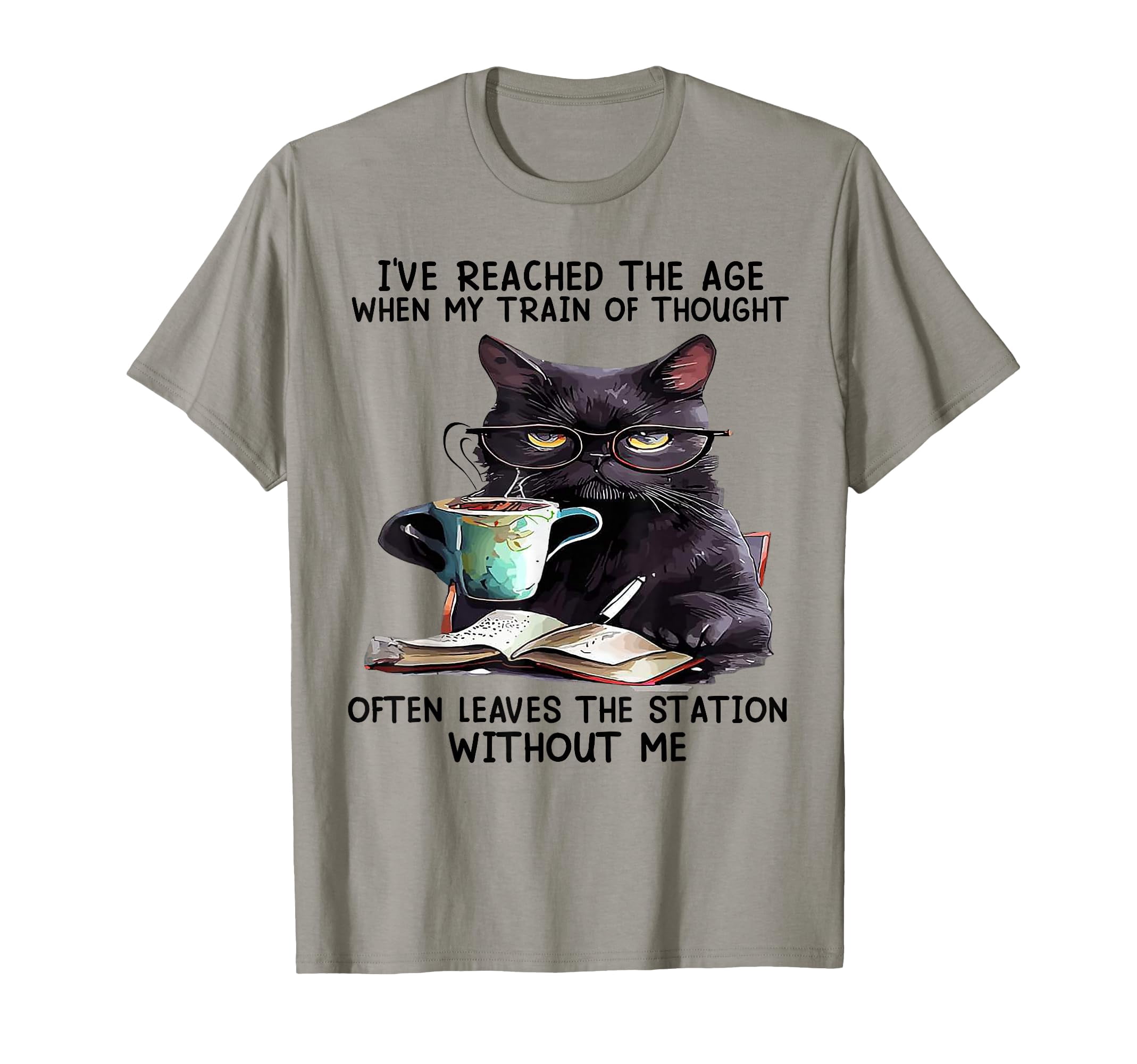 Thoughtful Cartoon Cat T-Shirt for Cat Lovers and Coffee Enthusiasts ...