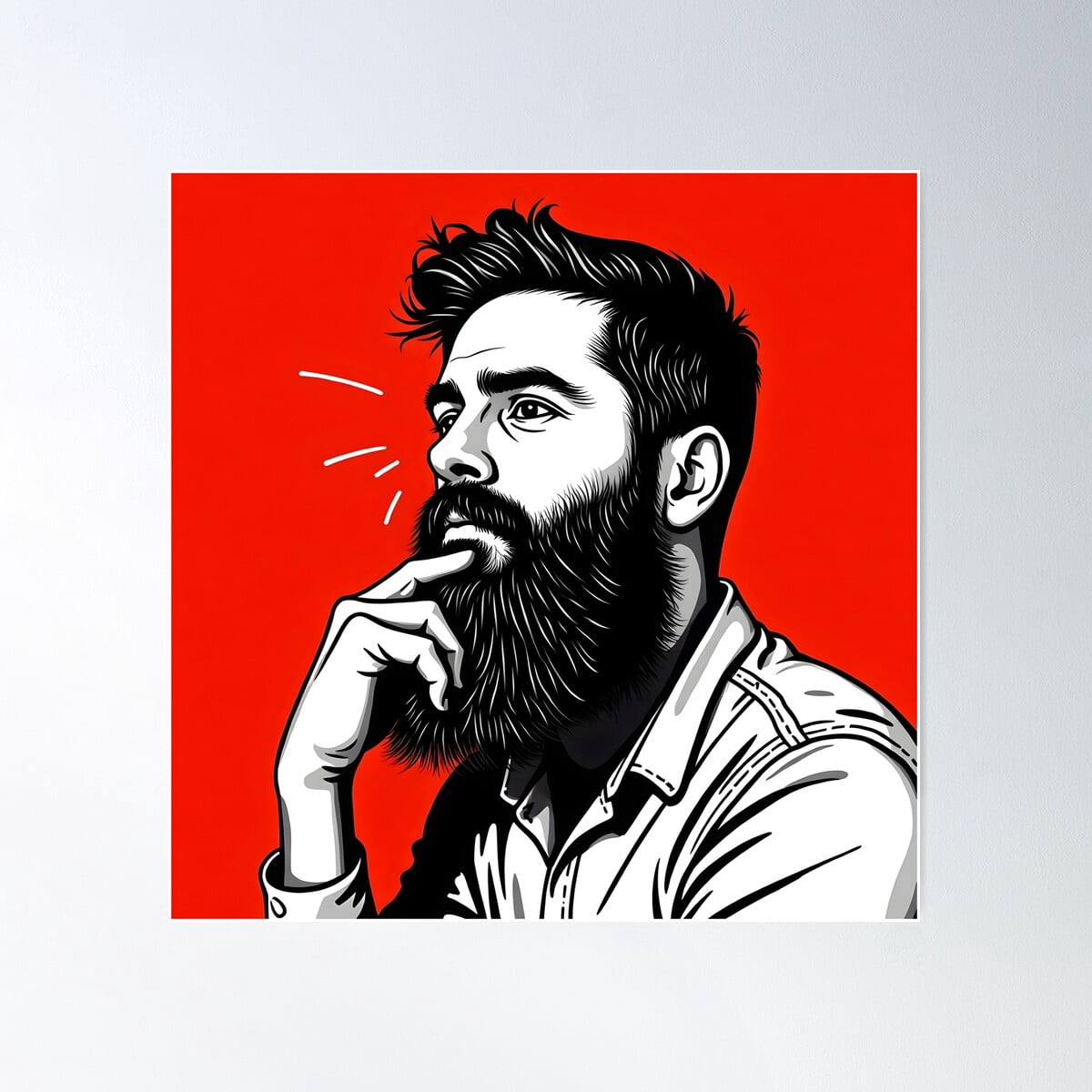 Thoughtful Strokes - Modern Art Portrait Of A Bearded Man Poster Wall ...