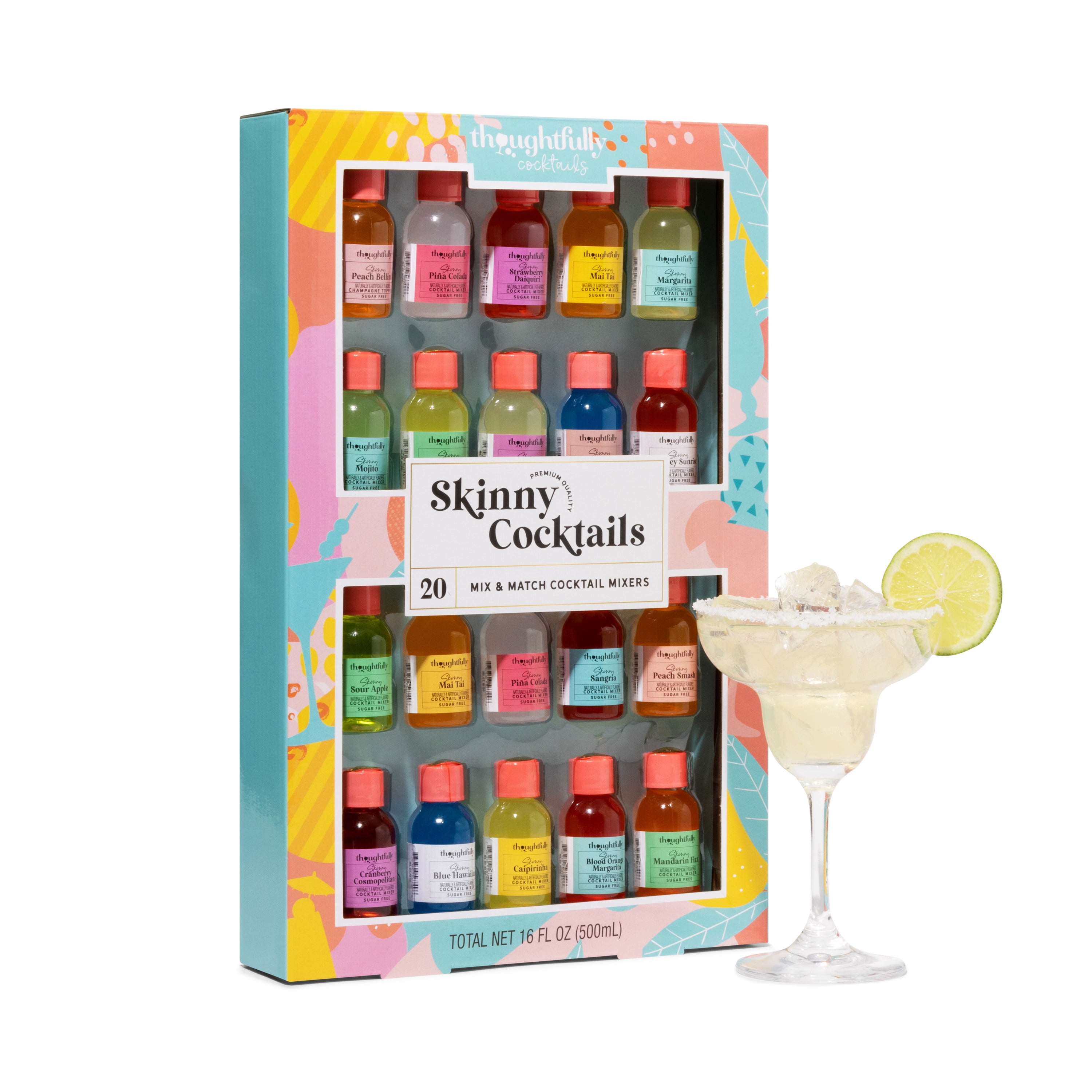 Thoughtfully Skinny Cocktail Mixers Gift Set, Margarita & Strawberry ...