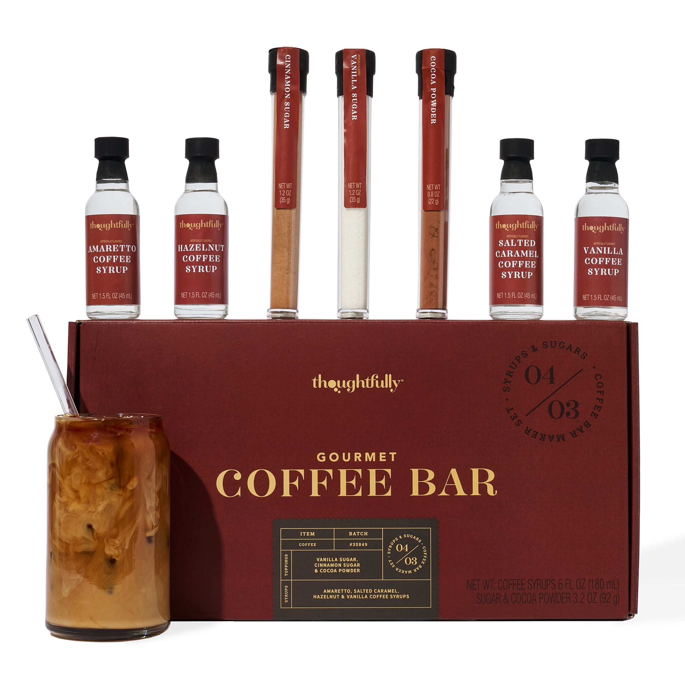 Thoughtfully Gourmet Coffee Bar Set, Includes 2 Sugars, 1 Cocoa Powder ...