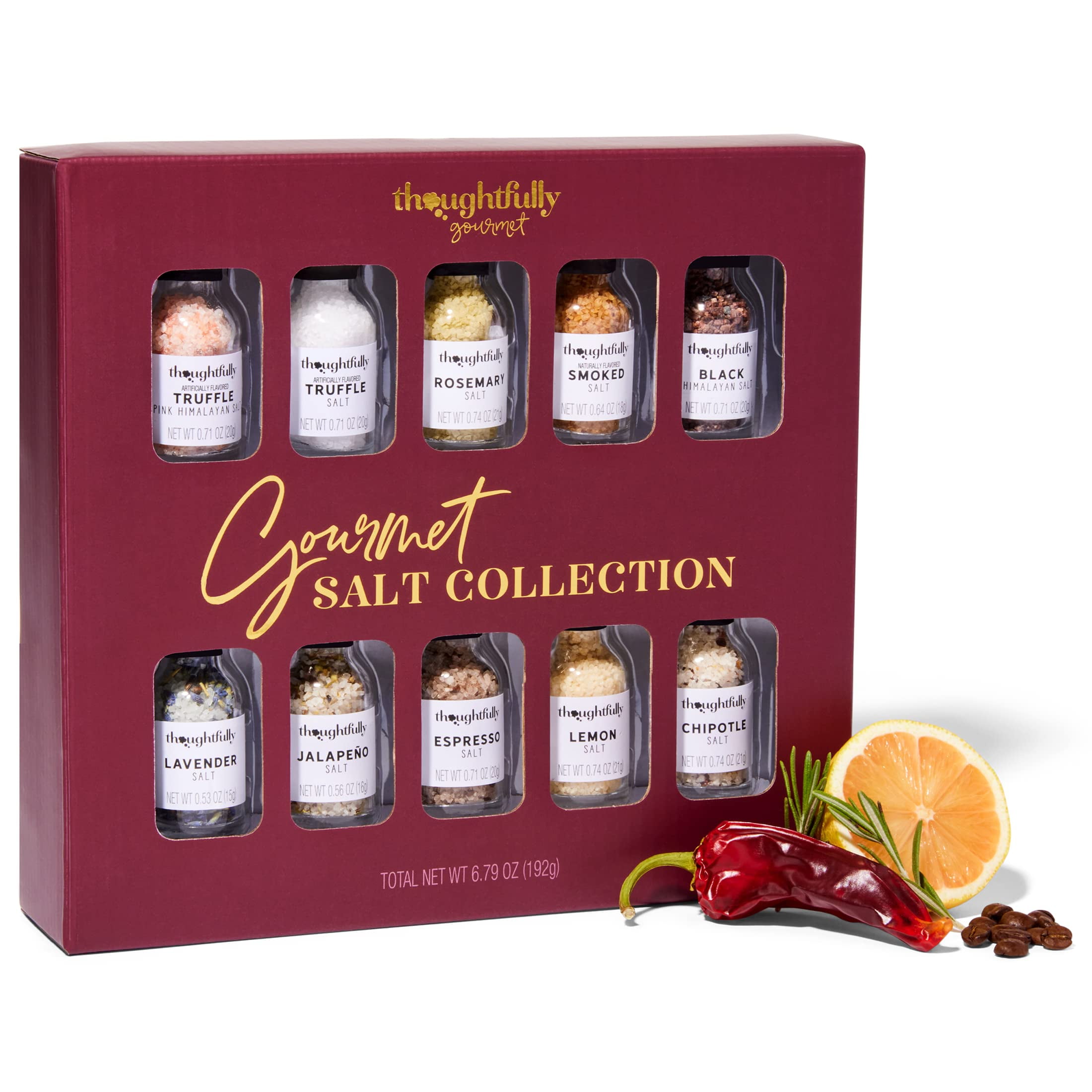 Thoughtfully Gourmet, Gourmet Cooking DEF29 Salt Sampler Gift Gourmet Seasoning Salts In Glass ...