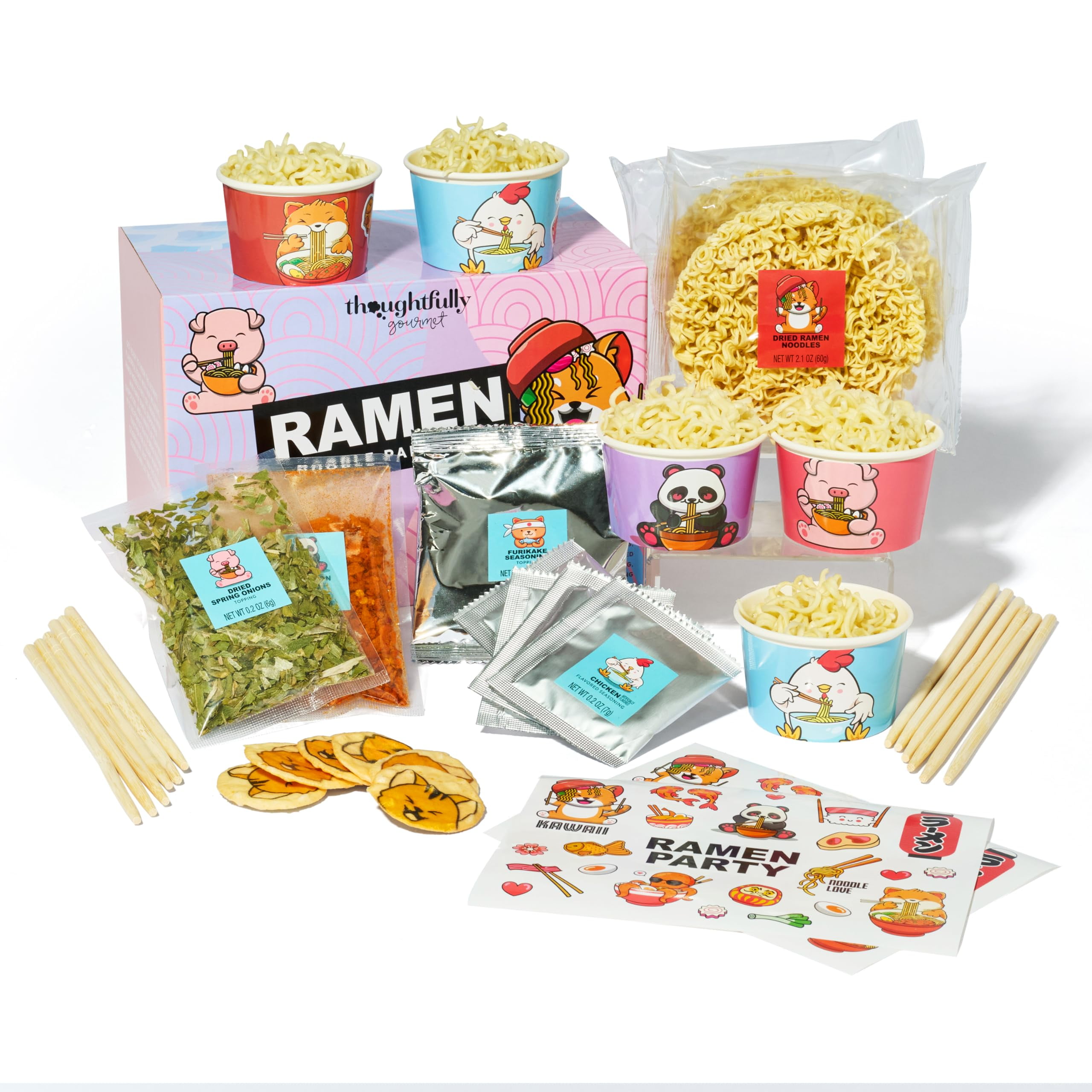 Thoughtfully Gourmet, Ramen Party Set, HYZ01 Includes Instant Ramen Noodles, Mini Ramen Bowls ...