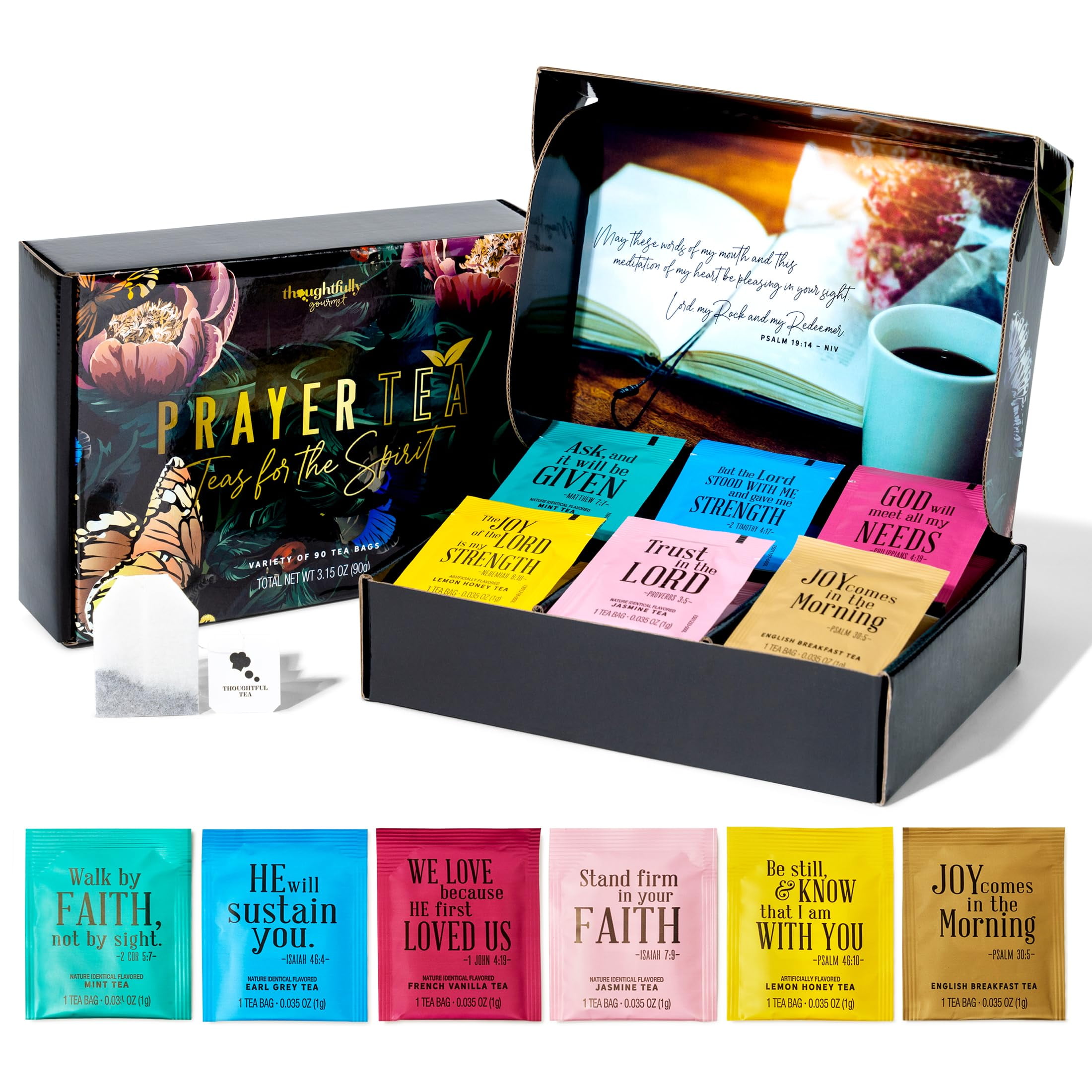 Thoughtfully Gourmet Assorted Tea Pack, Christian Prayer Gift Set, 90 ...