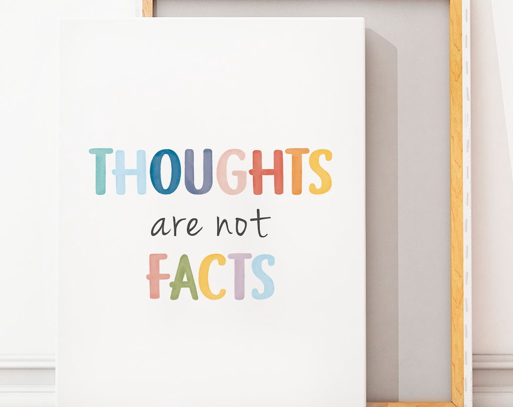 Thoughts Are Not Facts Poster, Positive Affirmation, Growth Mindset ...