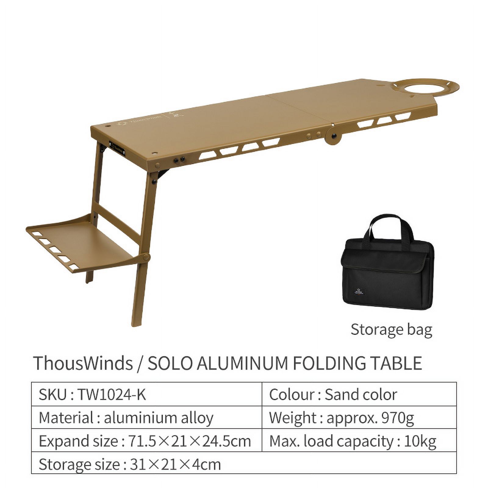 Thous Winds Solo Camping Aluminum Folding Table Lightweight Hiking Camp ...