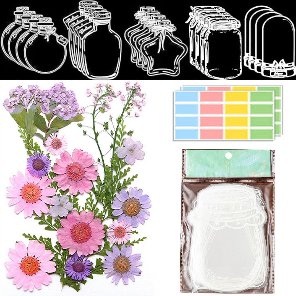 Thousand Flower Bookmark,DIY Transparent Dried Bookmarks Kit for ...