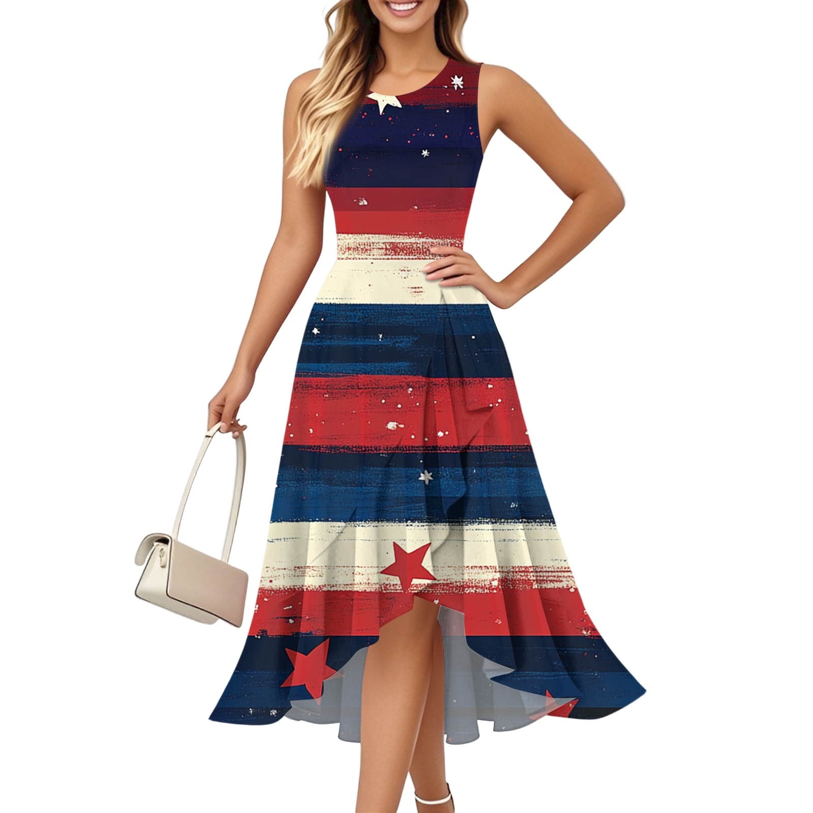 Thousand Island Dressing, 4Th Of July Casual Cotton Sleeveless Round ...