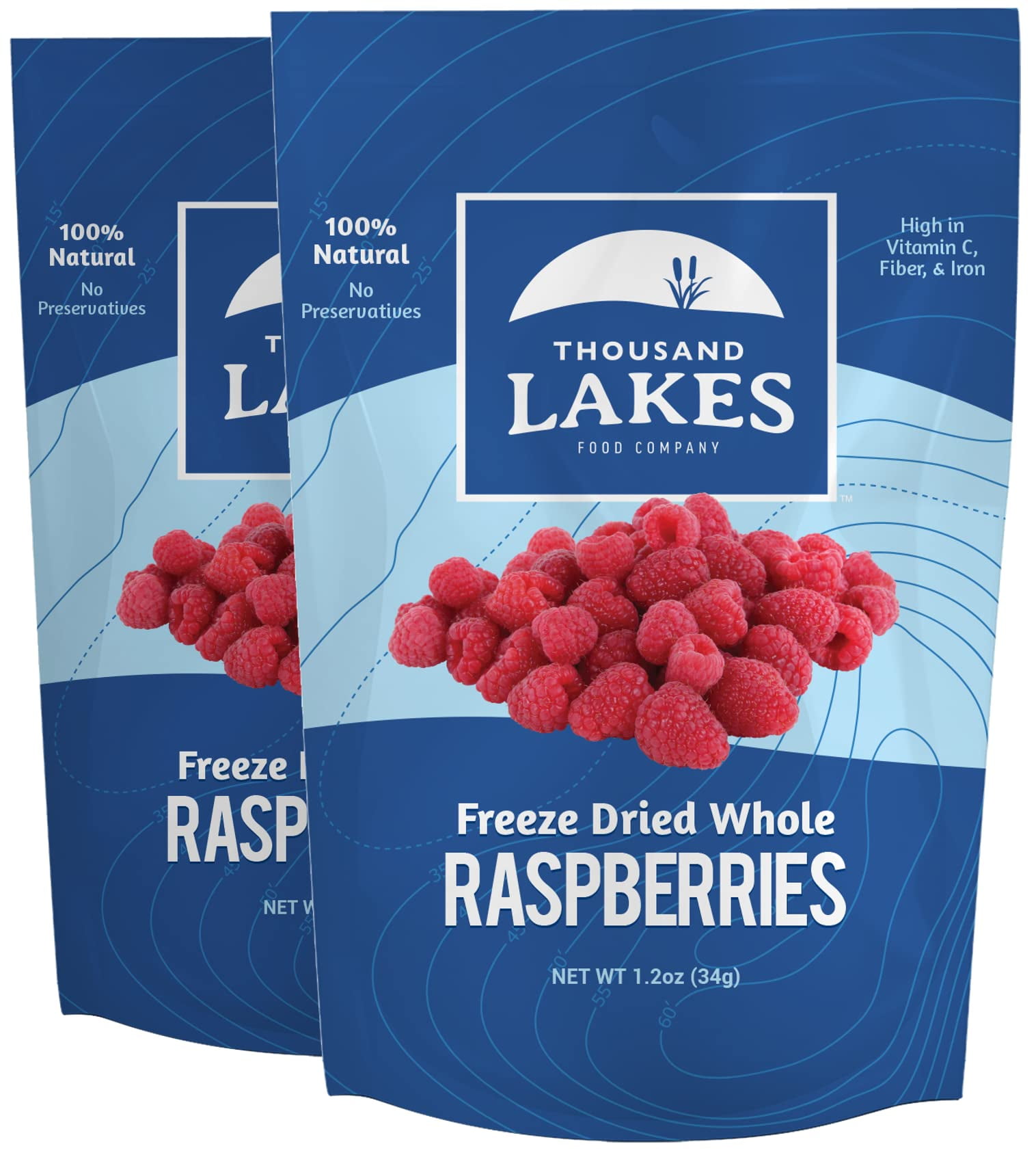 Thousand Lakes Freeze Dried Fruit - Raspberries 2-pack 1.2 ounces (2.4 ...