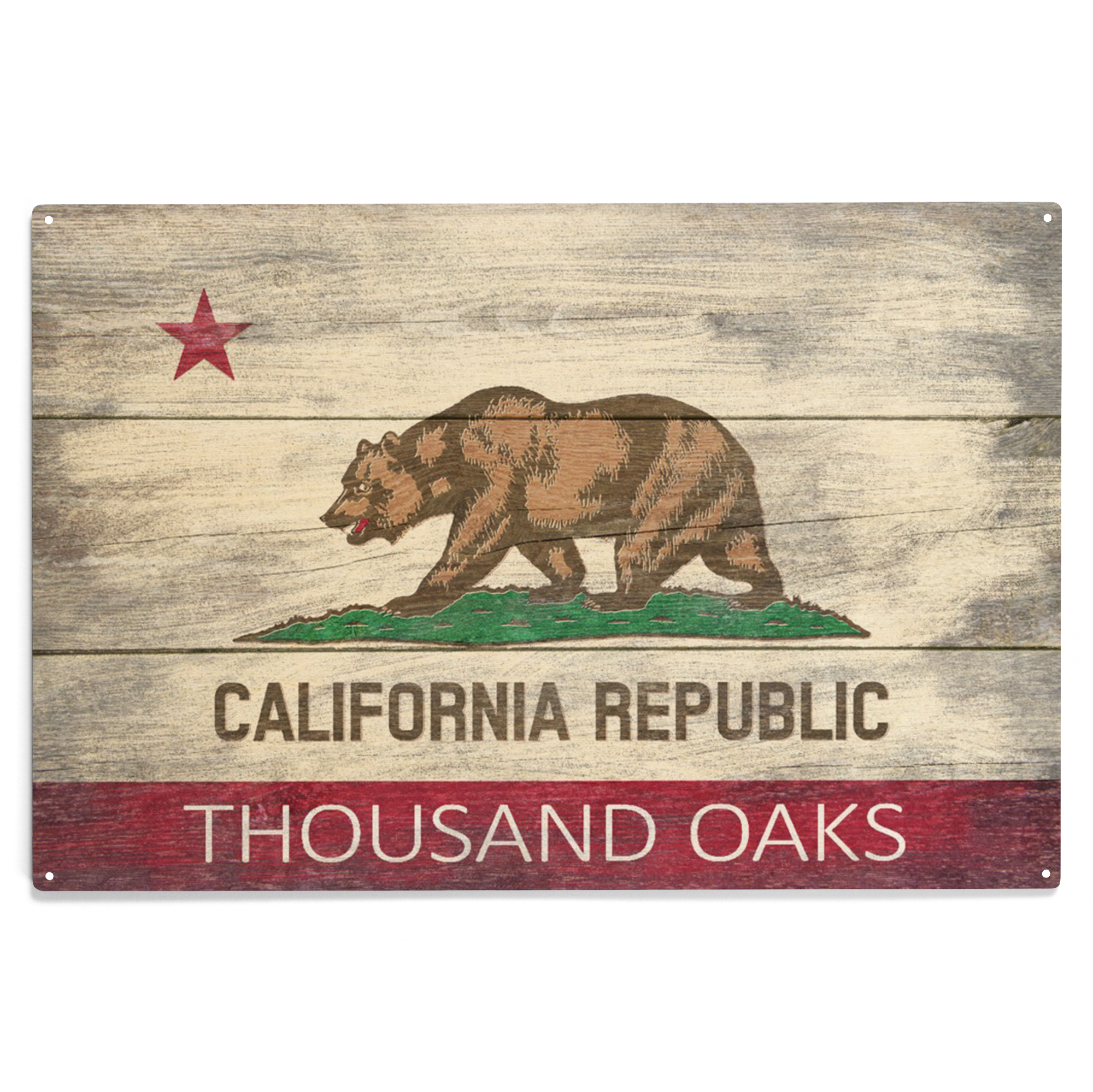 Thousand Oaks, California, Rustic California State Flag Birch Wood Wall ...