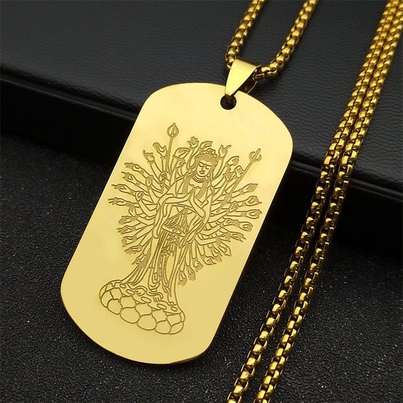 Thousand-hand Bodhisattva 14K Yellow Gold Pendant Necklace for Women ...