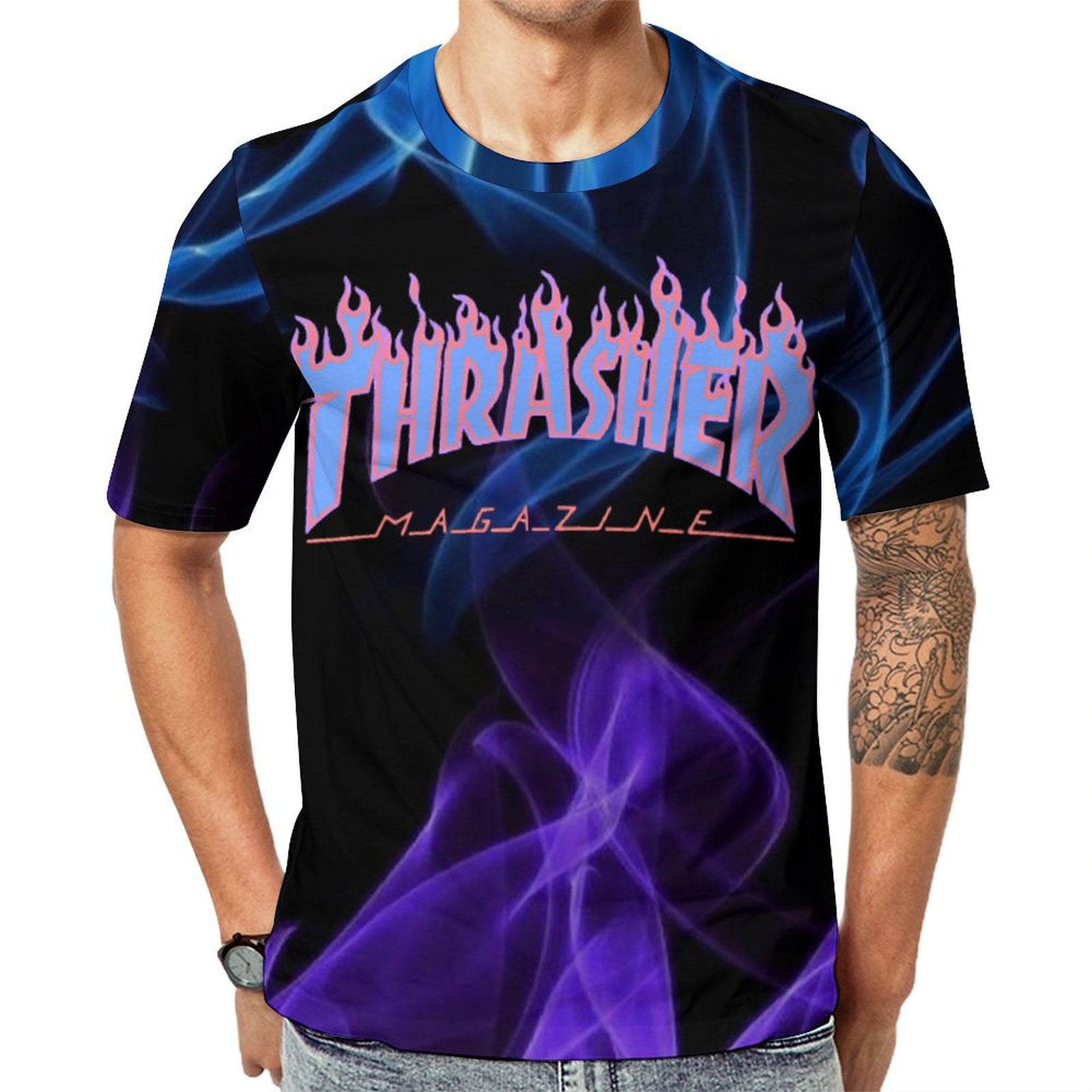 Thrasher Men's T-shirt Short Sleeve Shirt Full Print Shirts Graphic ...