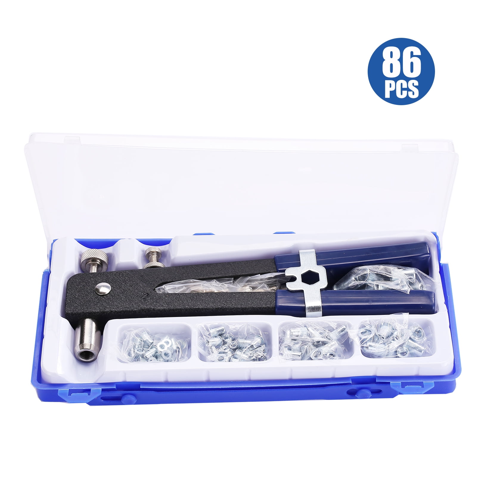 Thread 86PCS Rivet Nut Tool Kit Set Blind Rivet Nut Hand Riveter Wrench ...