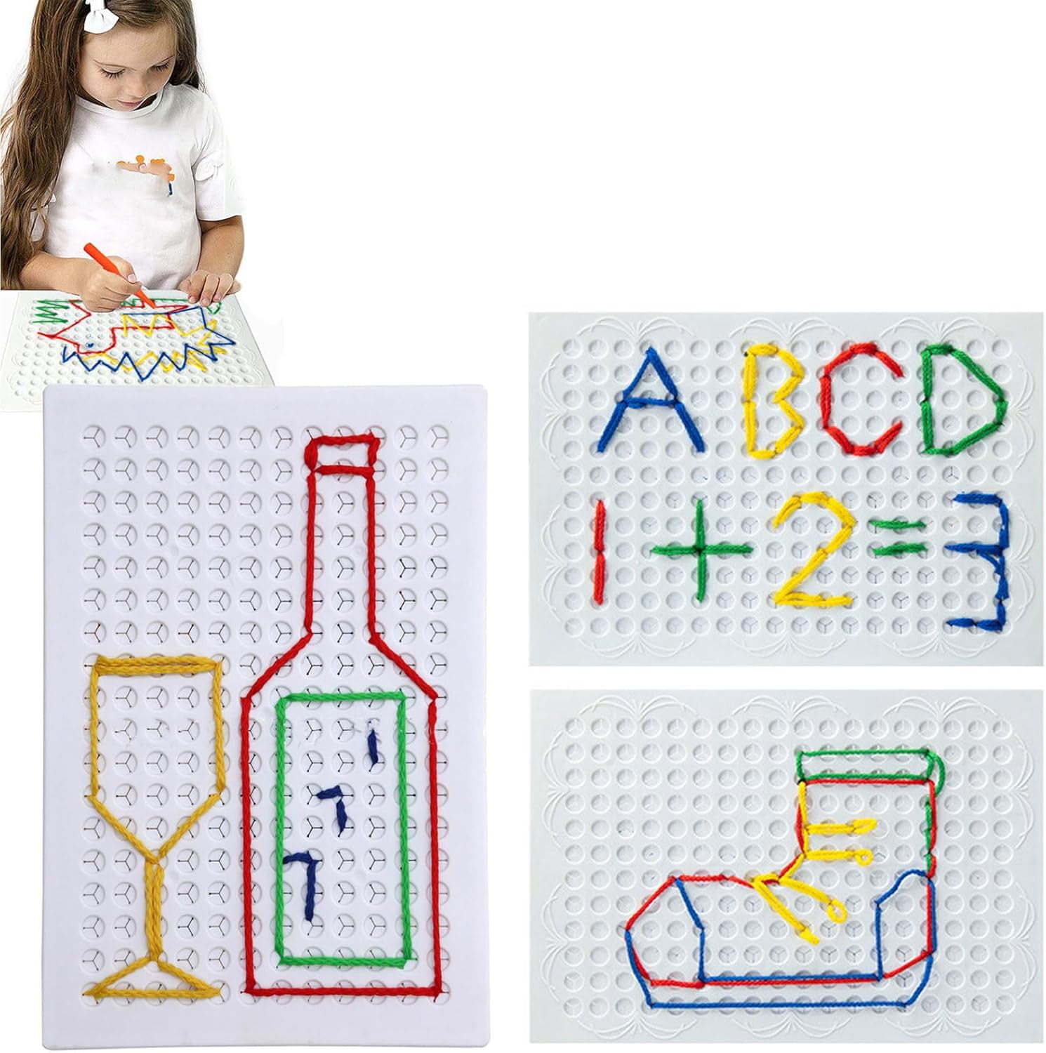 Thread Board for Kids, Sensory Thread Board, Threading Board for Kids ...