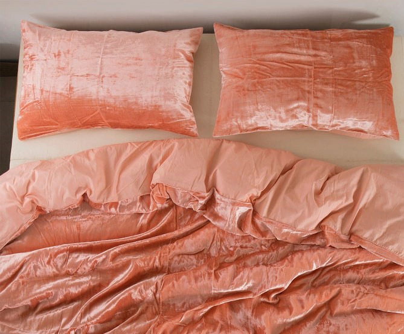 Thread Connect Velvet Duvet Cover Peach Color King/Queen Size Comforter Set, Boho Bedding Sheets ...