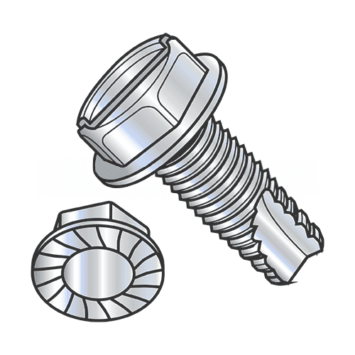 Thread Cutting Screw - Type 23 - Slotted Drive Indented Hex Head with ...