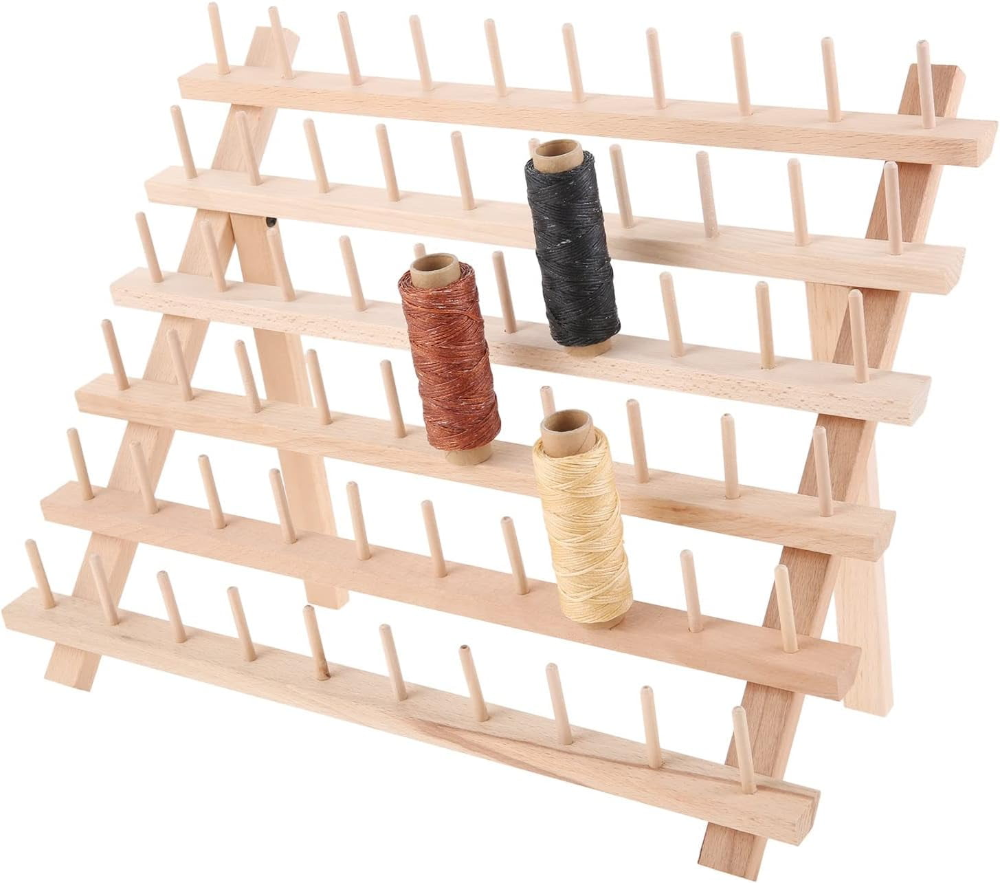 Thread Holder, 60 Spools Wooden Thread Rack Thread Holder Organizer ...