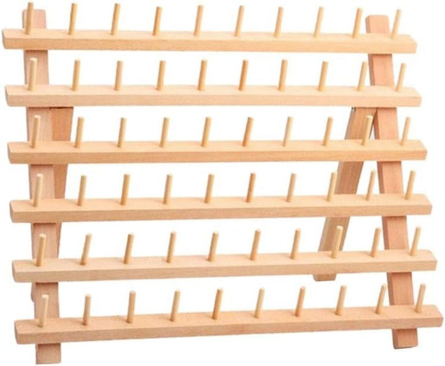 Thread Holder Wood Rack 60 Spool Stand Thread Organizer Foldable Cone ...